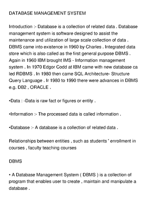 DBMS - Make Useful. - 1) what is a Data base ? Database is a ...
