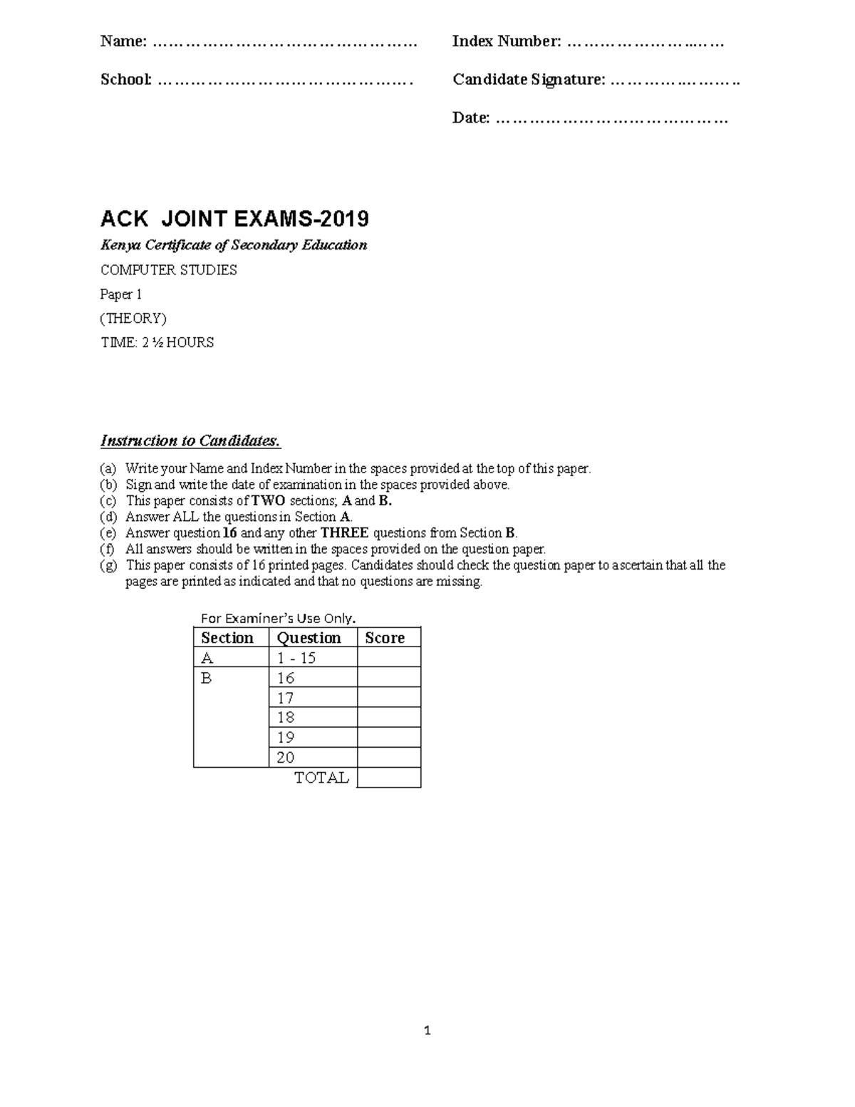COMP PP1 Question - Name ...