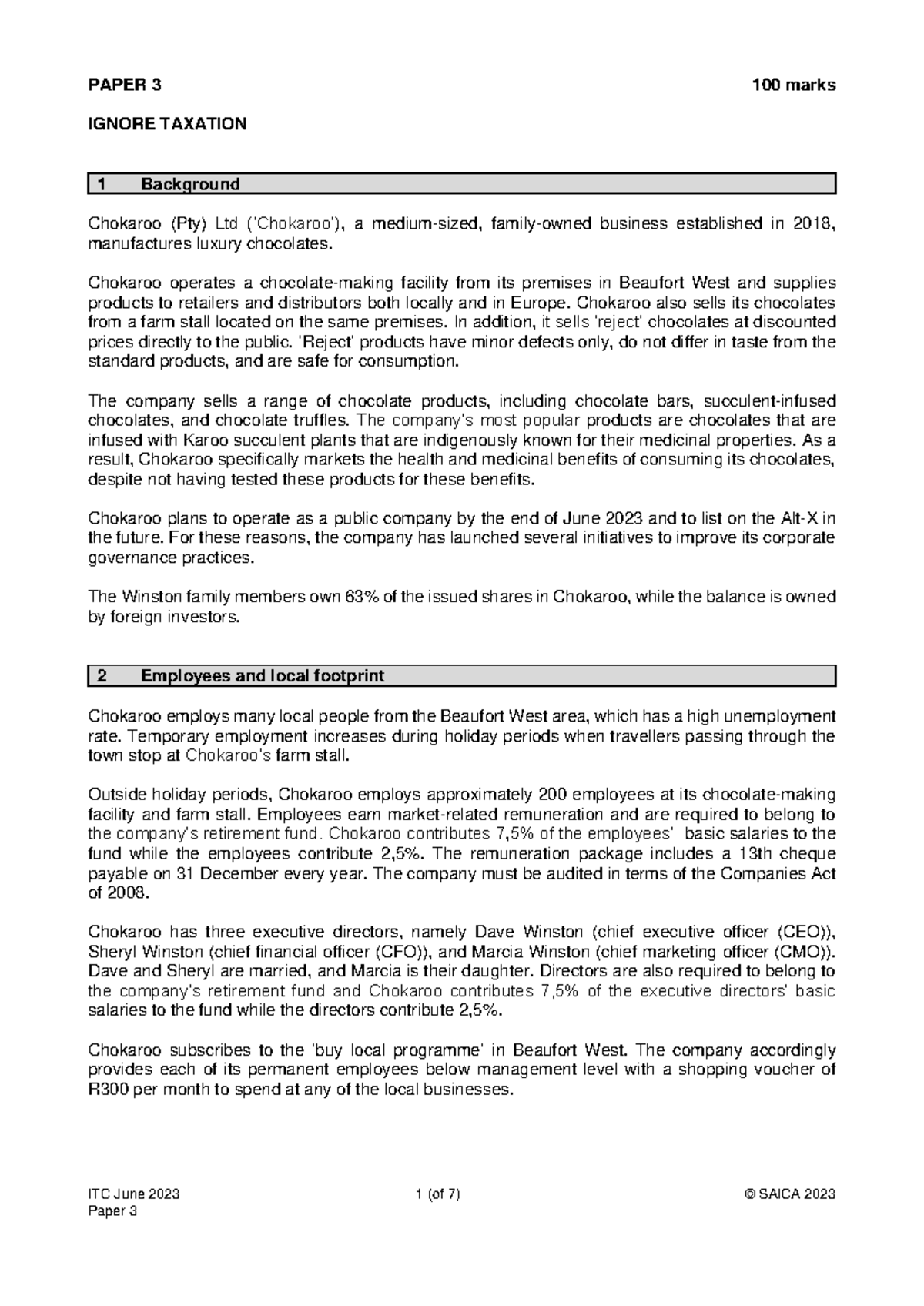 ITC June 2023 Paper 3 Question Chokaroo - ITC June 2023 1 (of 7 ...