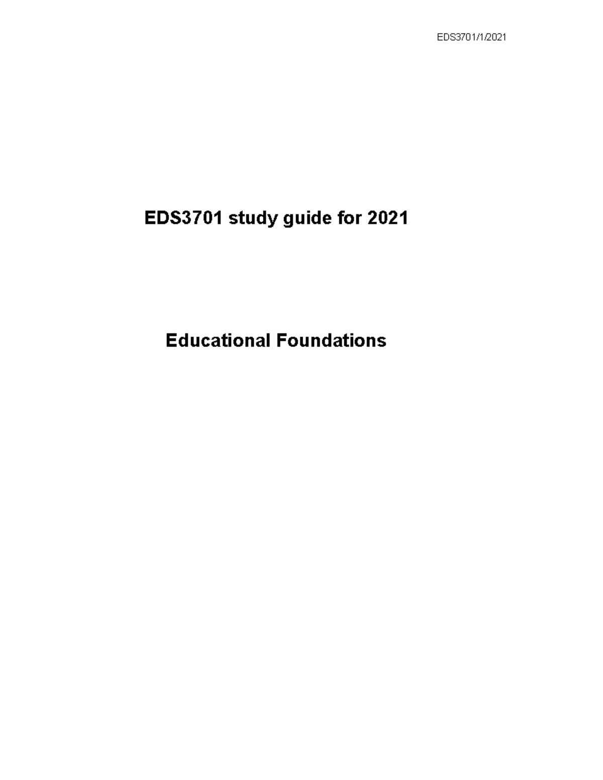 EDS Study guide - EDS3701/1/ EDS3701 study guide for 2021 Educational ...