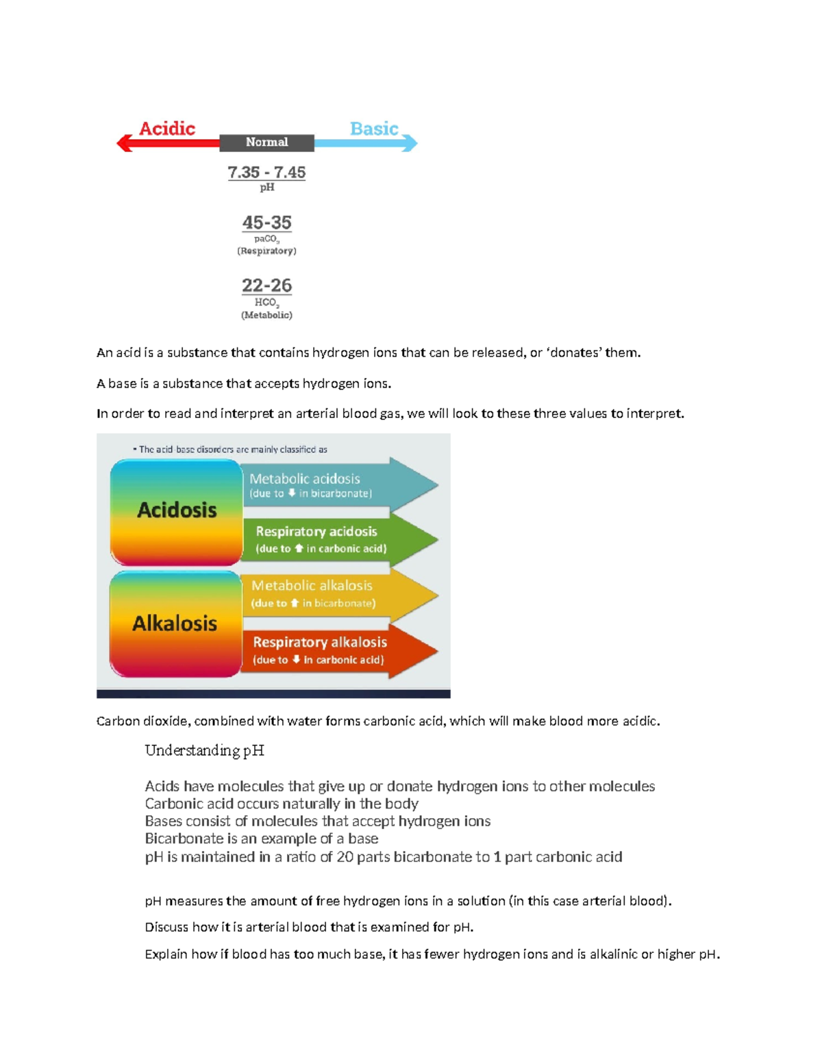 ABG notes - Understanding acid/base balance and reading ABGs - An acid ...