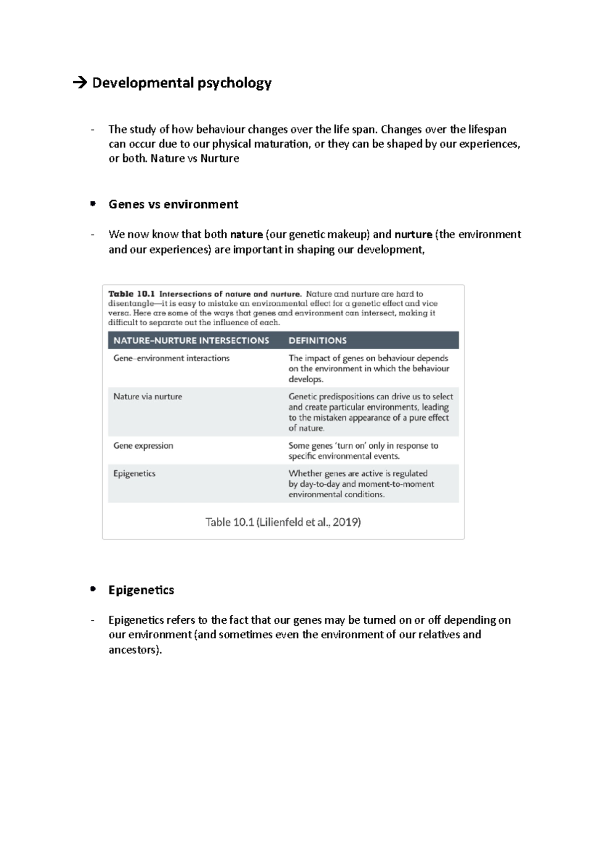 UTAS PSY112: Brain and behaviour- week 11 lecture summary - Developmental psychology The study ...