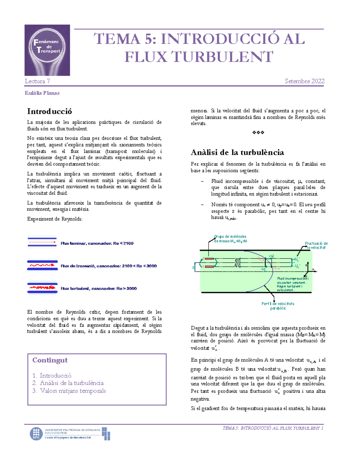 L7 Tema5-Introducci Ã³ al flux turbulent - TEMA 5: INTRODUCCIÓ AL FLUX ...
