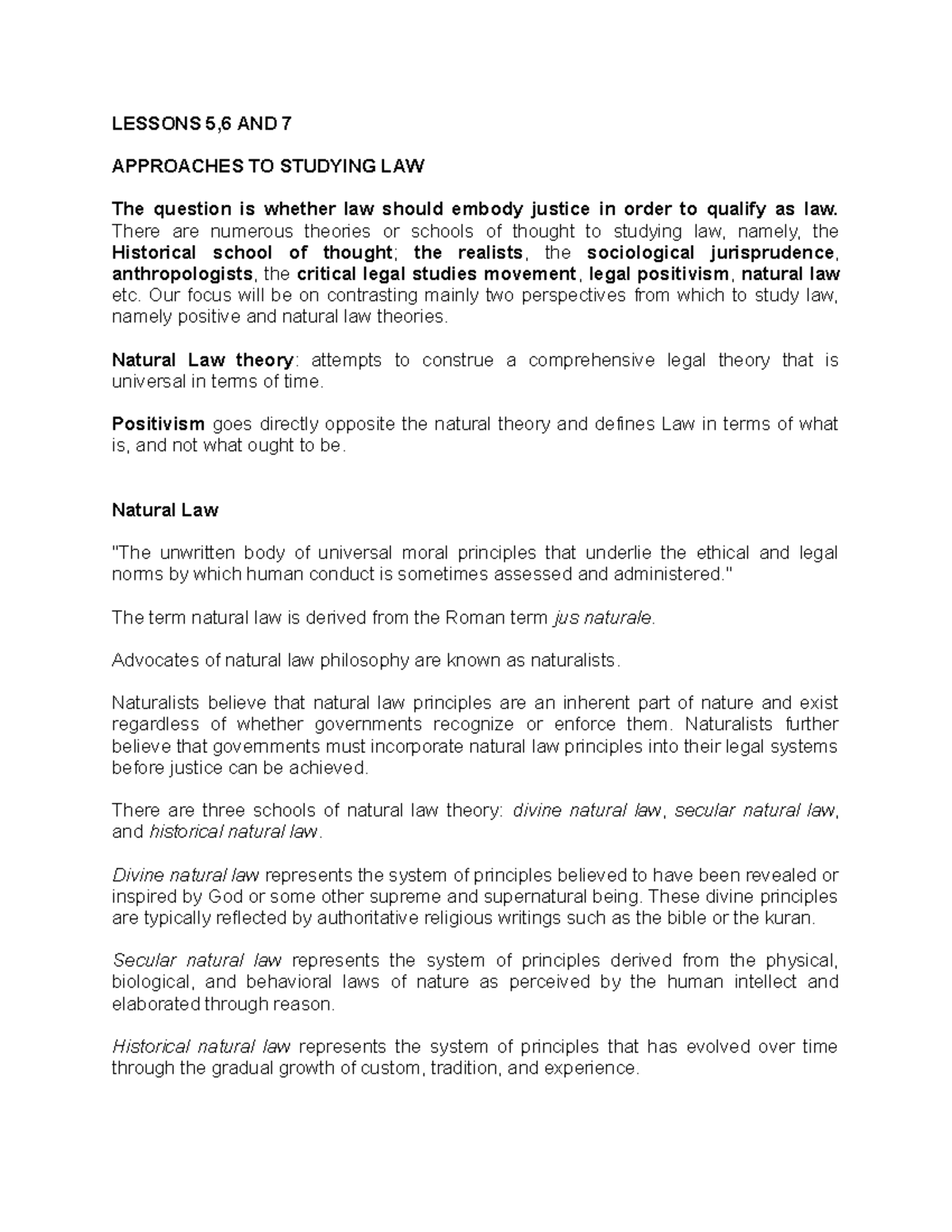 L 1301 Introduction TO LAW Lessons 5 6 and 7 - Legal methods and ...