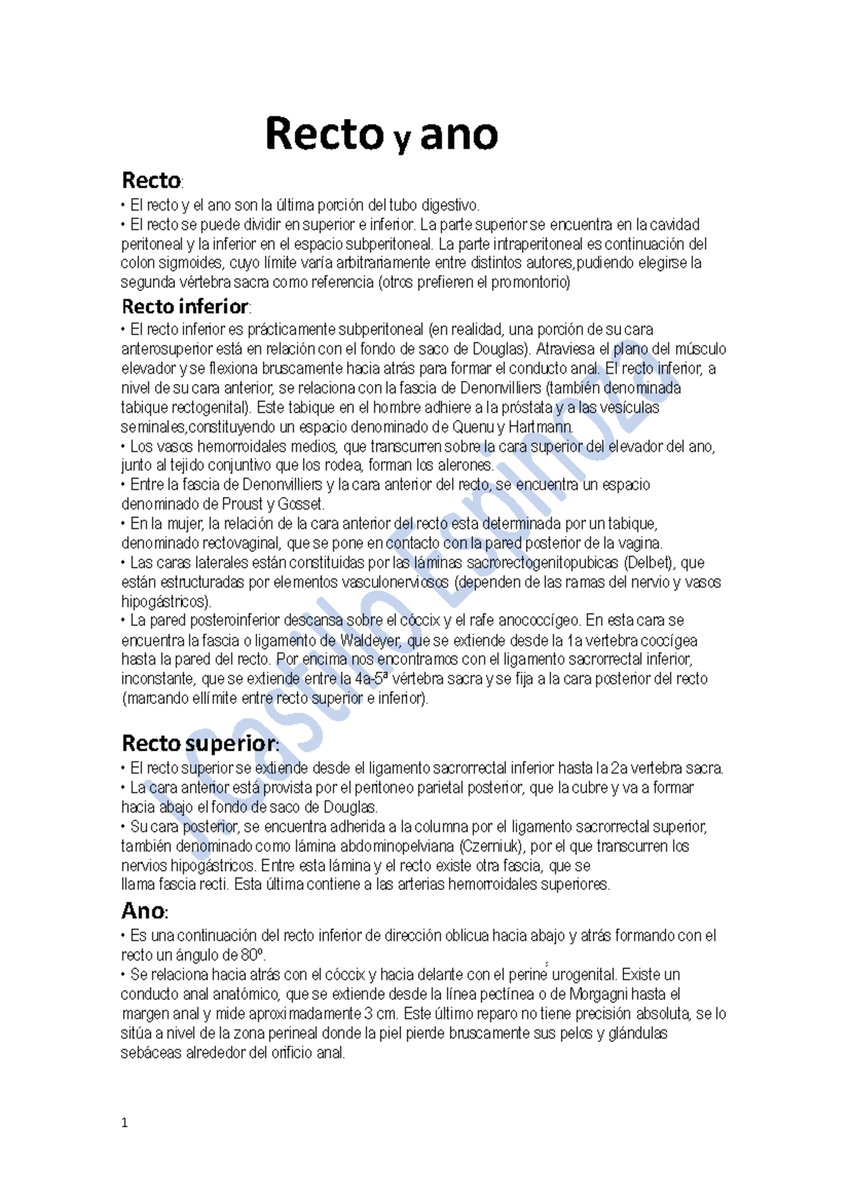 Recto y ano - 1 Recto y ano Recto: El recto y el ano son la última ...