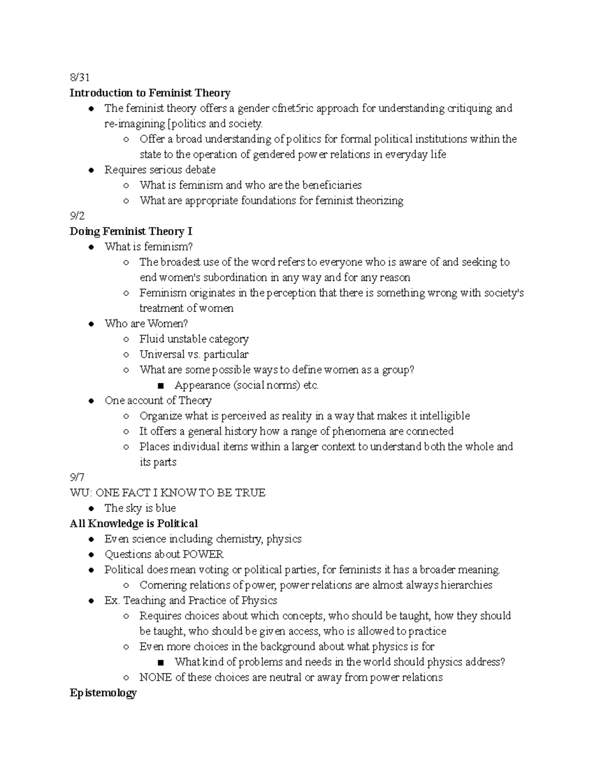 WOMS216 Module 1 Notes - 8/ Introduction to Feminist Theory The ...