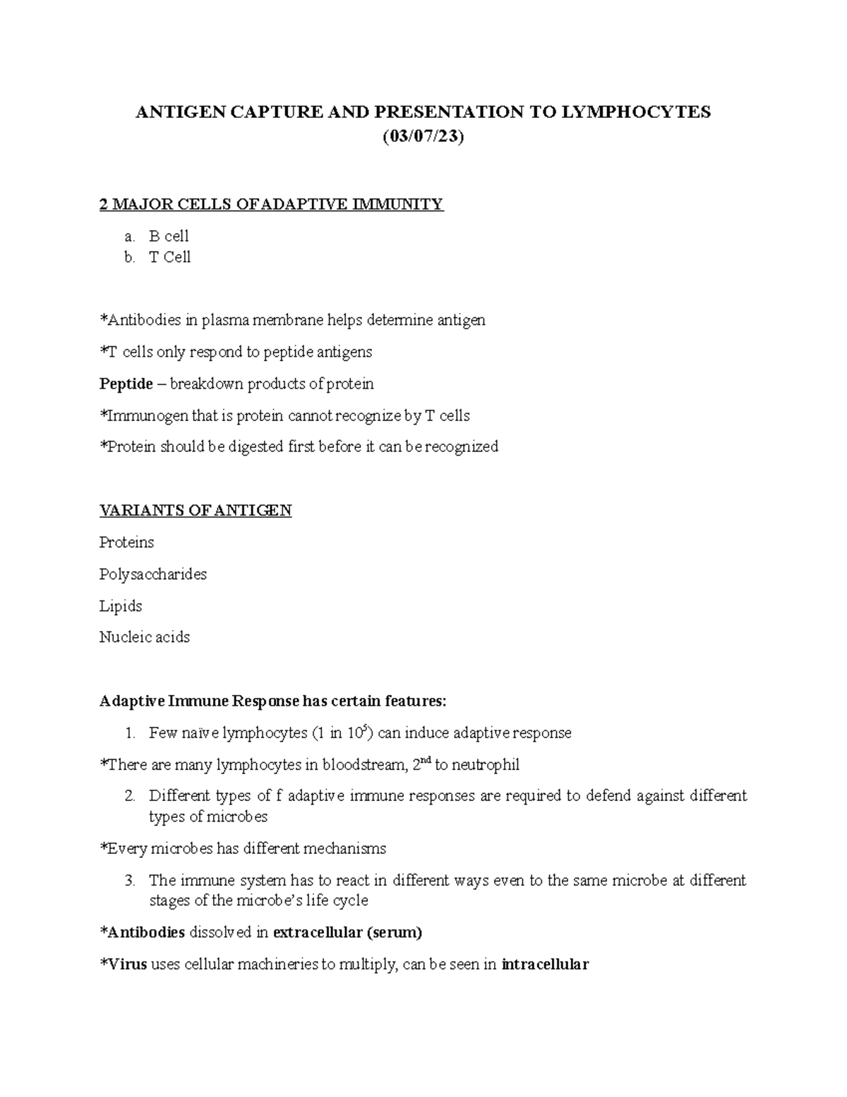 Antigen Capture and Presentation to Lymphocytes - ANTIGEN CAPTURE AND ...