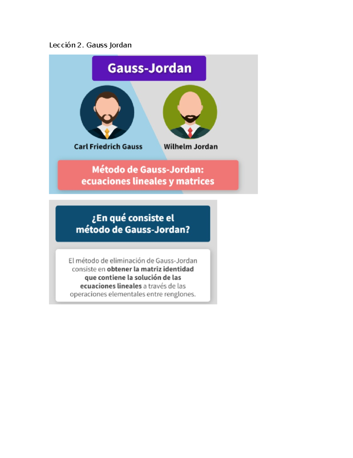 Lección 2 - APUNTES - Lección 2. Gauss Jordan Carl Friedrich Gauss ...