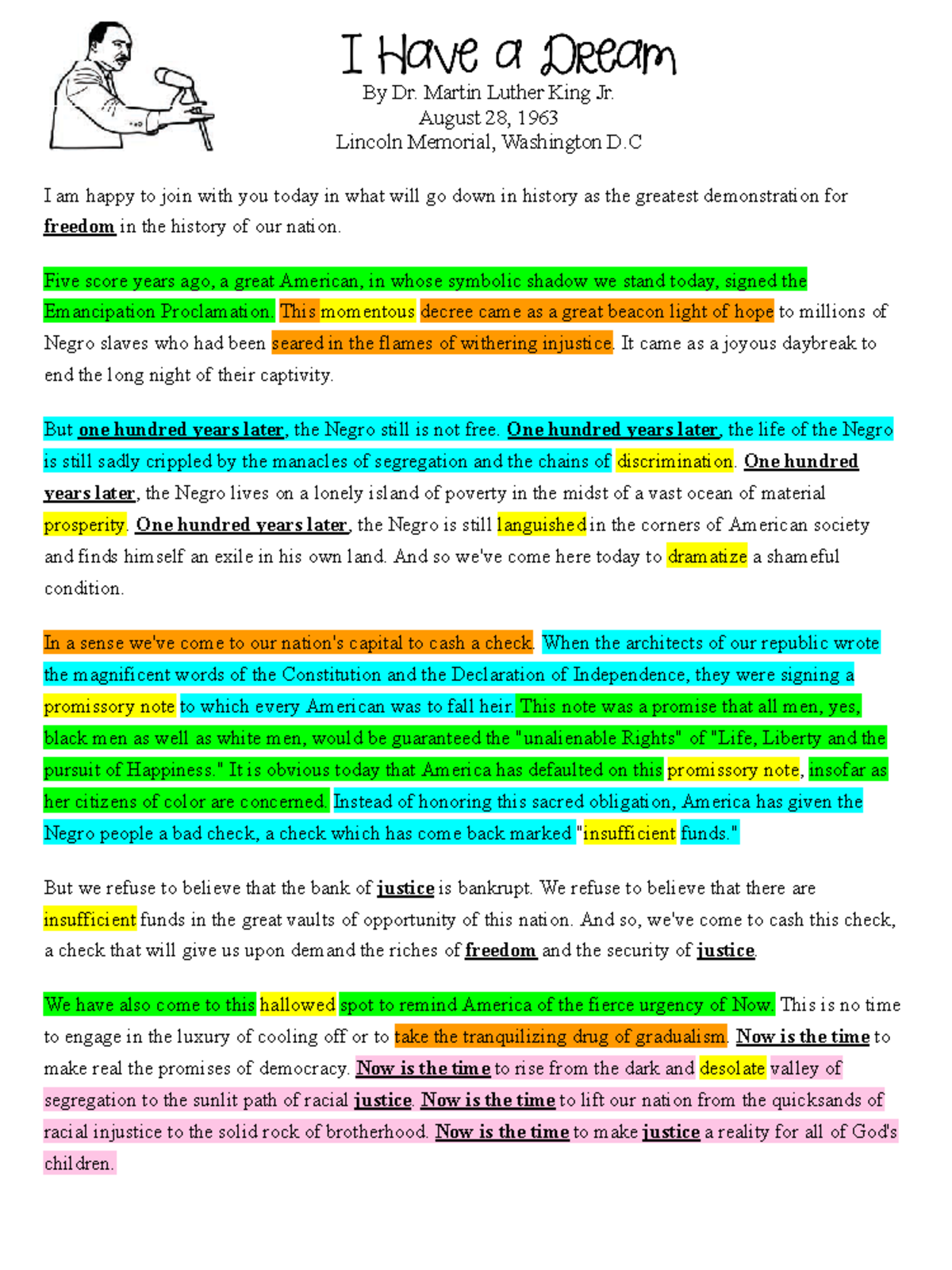 I Have A Dream Speech Annotations - By Dr. Martin Luther King Jr ...