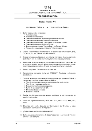 TP 3 - TP 3 de la materia Teleinformatica - UM - Trabajo Práctico N° 3 ENLACES DE DATOS Dado un ...