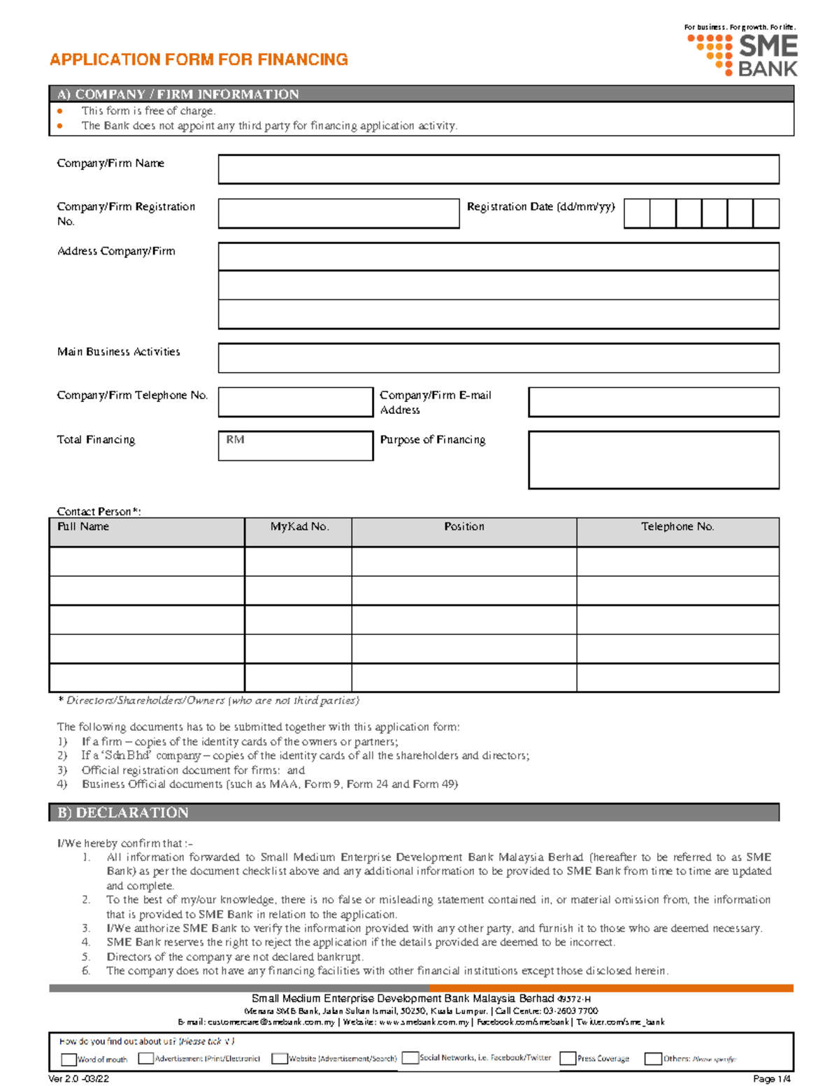 Application Form - SME bank Financing - APPLICATION FORM FOR FINANCING ...