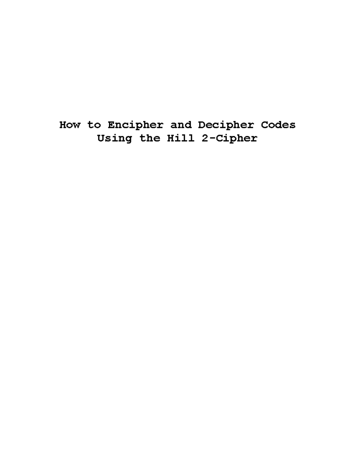 Instruction Manual Example - How to Encipher and Decipher Codes Using ...