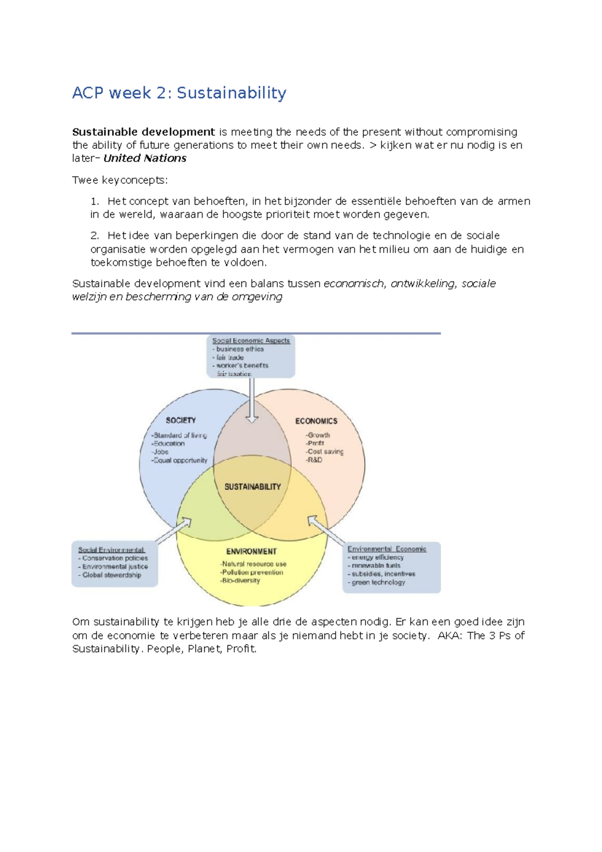 ACP Sustainability - ACP week 2: Sustainability Sustainable development ...