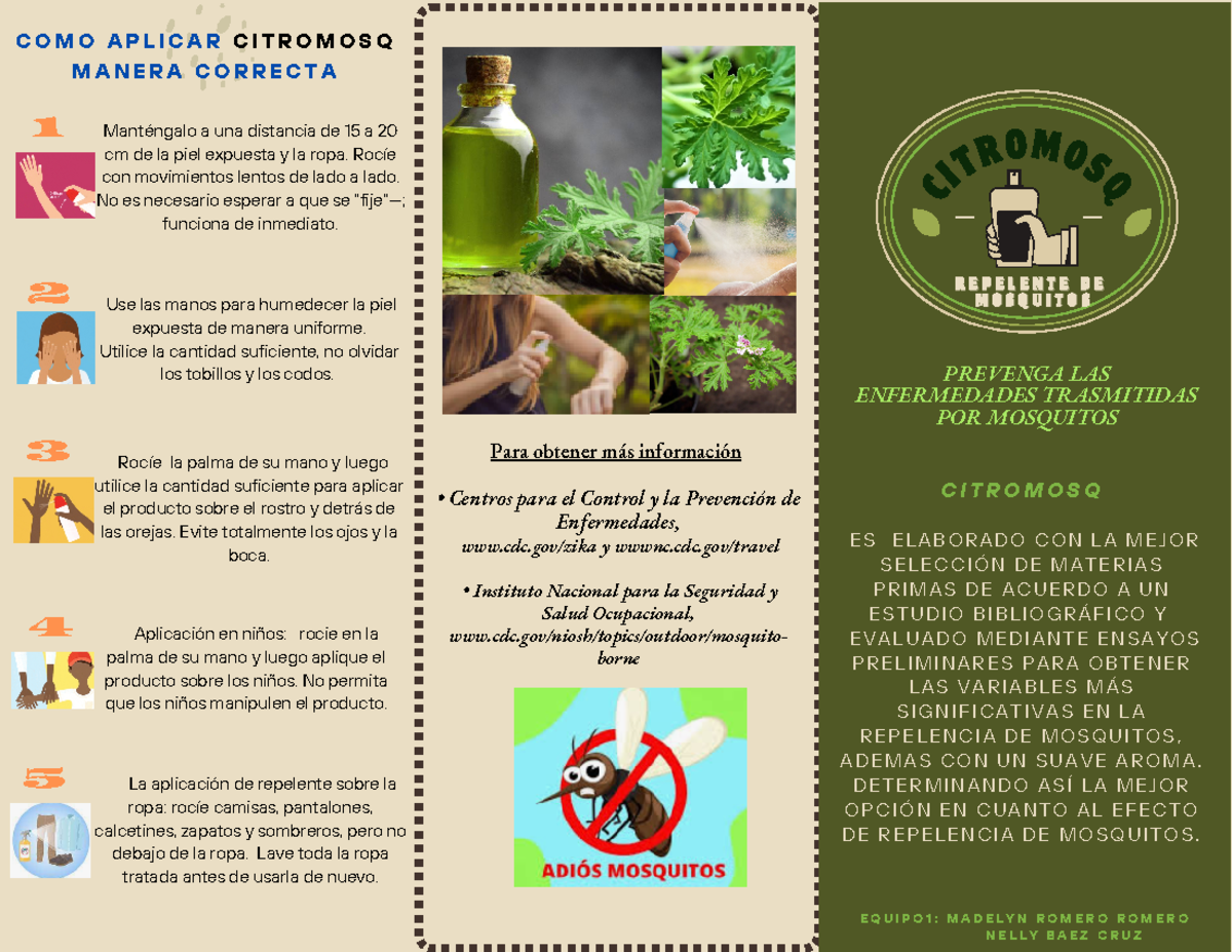 Triptico repelente de mosquitos - PREVENGA LAS ENFERMEDADES TRASMITIDAS POR MOSQUITOS E Q U I P ...