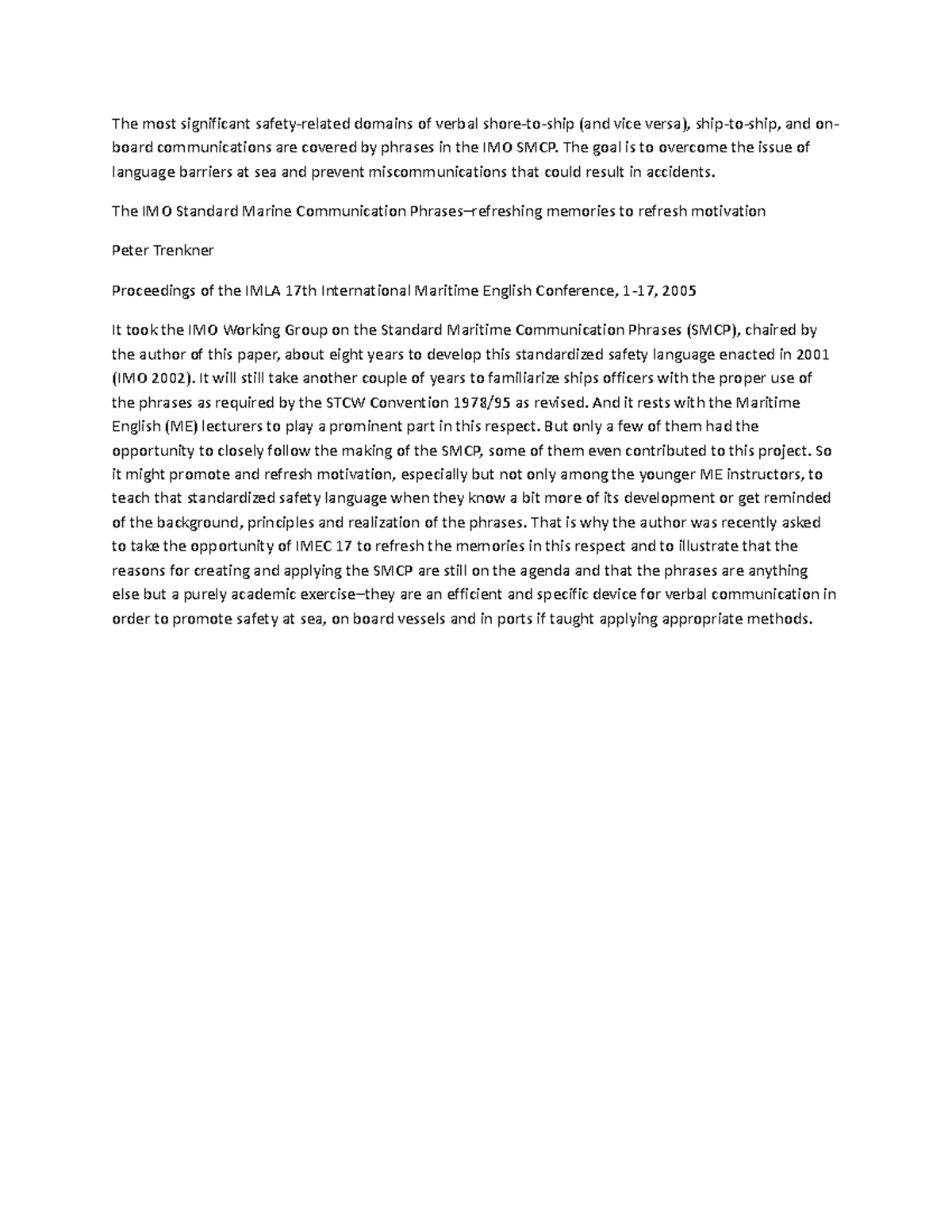 IMO Standard Marine Communication Phrases AND THE International CODE OF ...