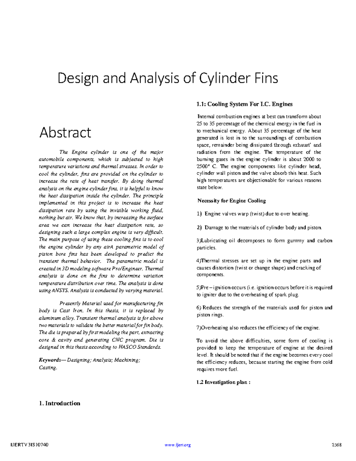 Design and Analysis of Cylinder Fins - IJERTV3IS10740 ijert 2568 Design ...