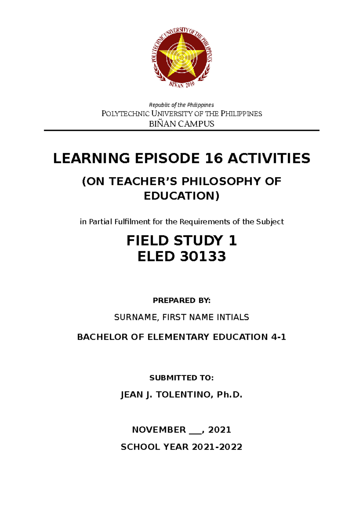 FS1-EP16 - Field study 1 episode 16 - Republic of the Philippines ...