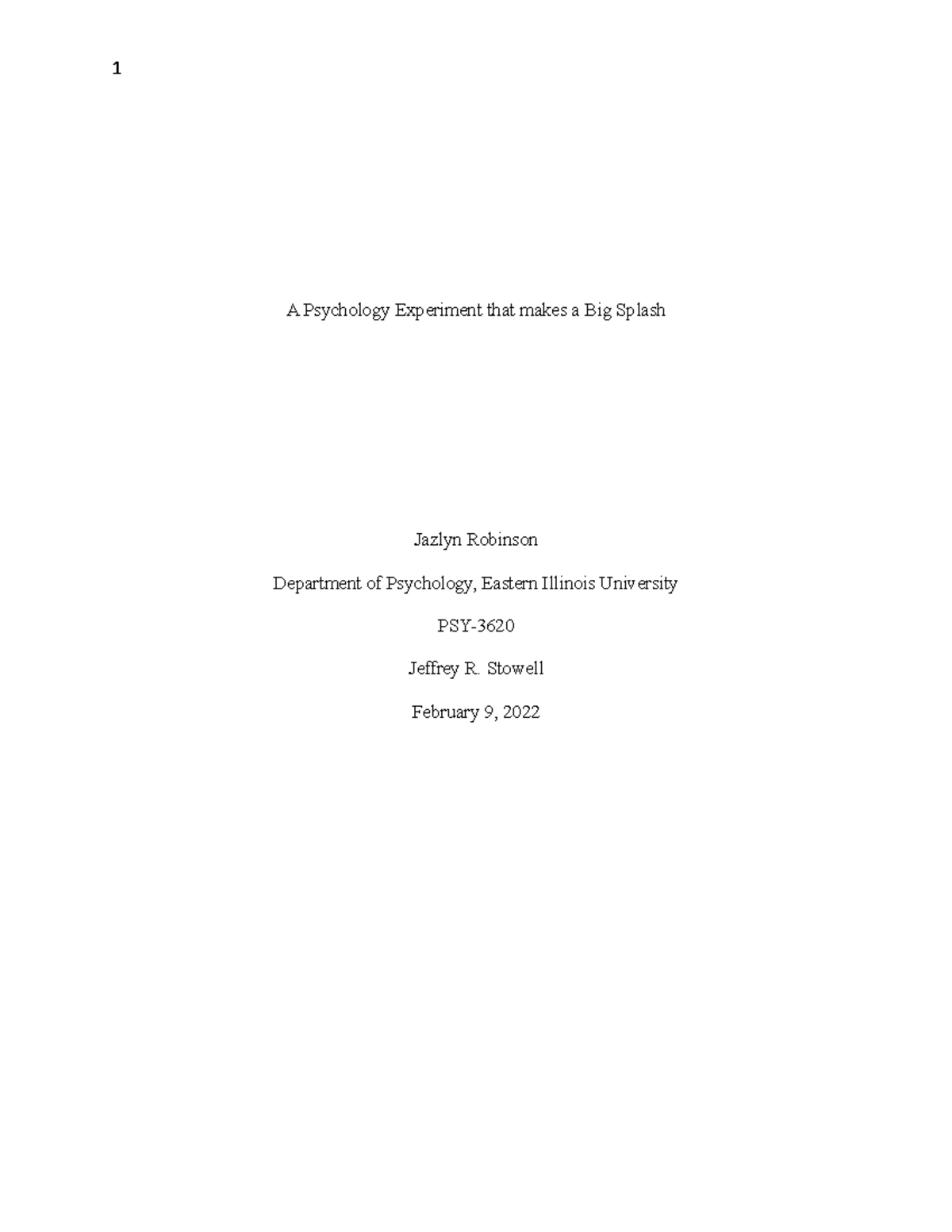 Journal Critique 1 - This is one of two of the written Papers you do in ...