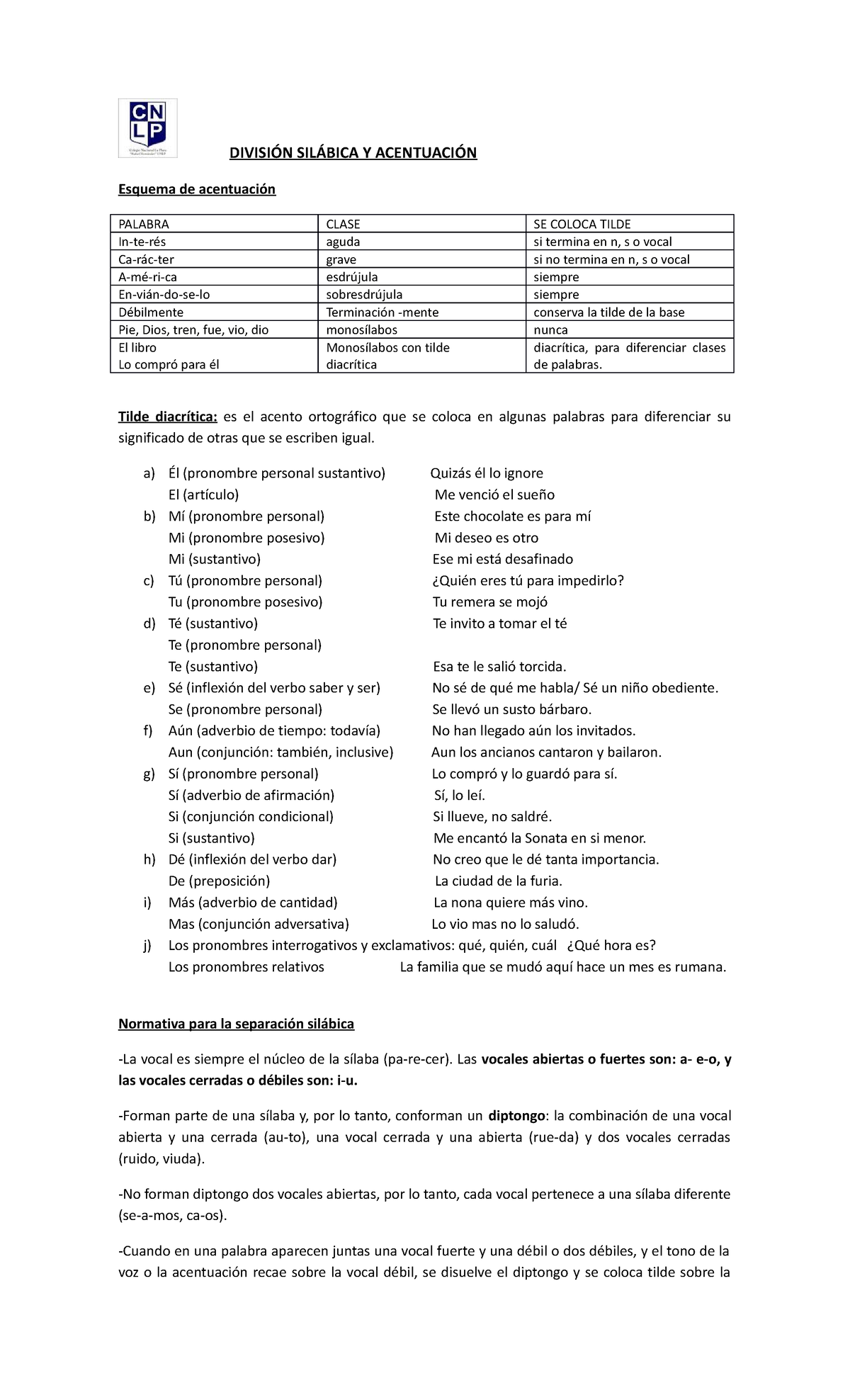 División silábica y acentuación - DIVISIÓN SILÁBICA Y ACENTUACIÓN ...