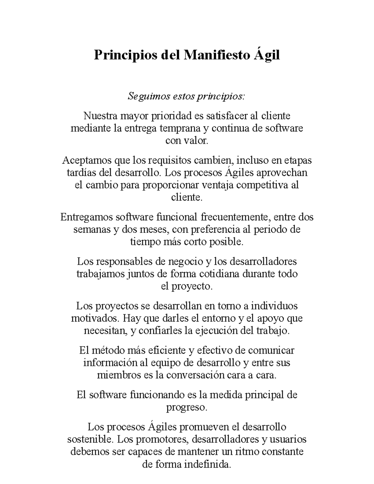 Principios del Manifiesto Ágil - Principios del Manifiesto Ágil ...