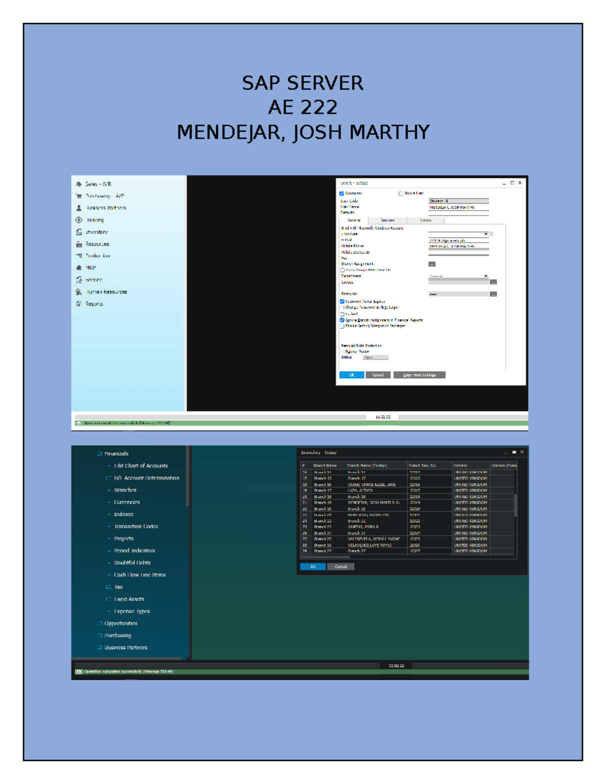 SAP Server - Assessment - Cost Accounting - SAP SERVER AE 222 MENDEJAR ...