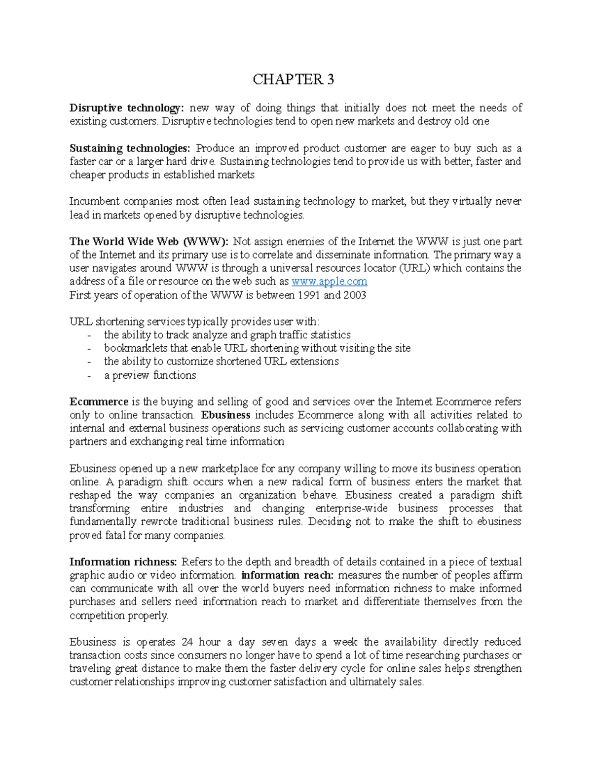 Etude chapitre 3 - résumé détaillé - CHAPTER 3 Disruptive technology ...