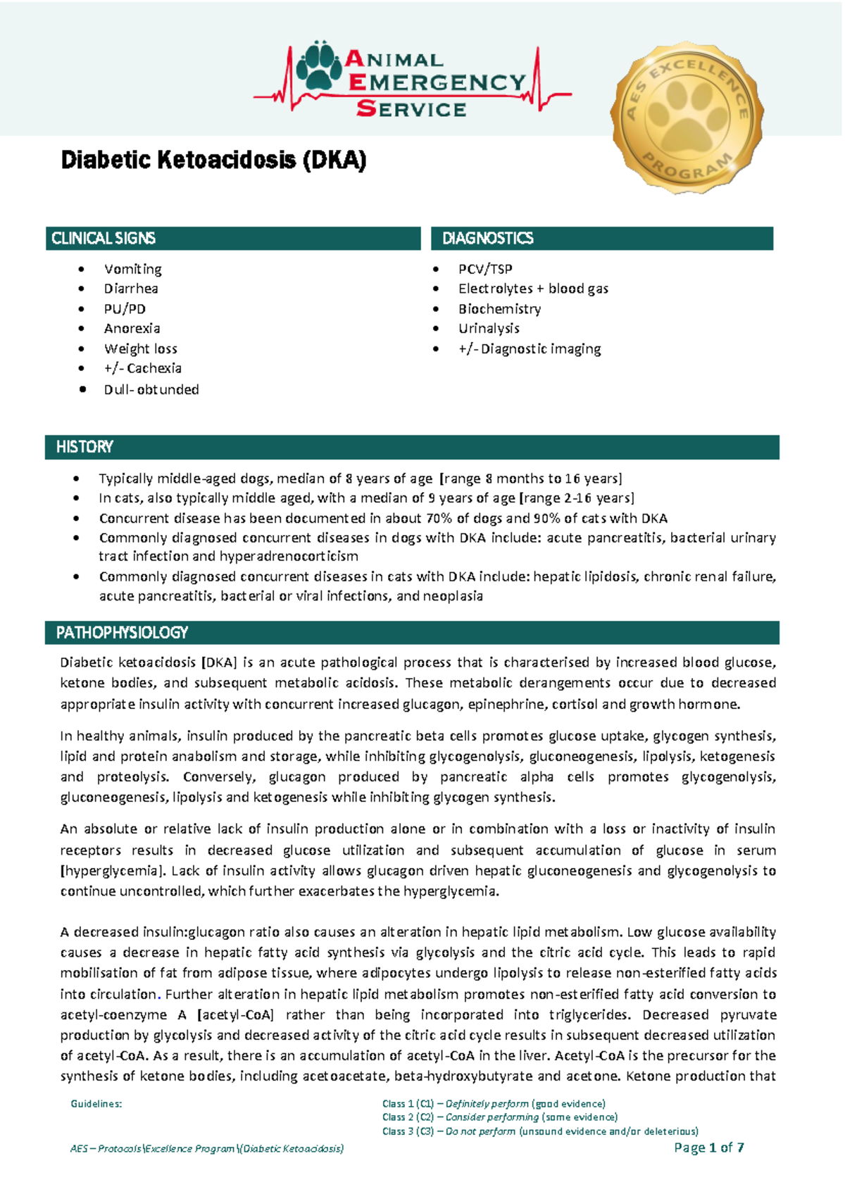 Diabetic Ketoacidosis (DKA) - Guidelines: Class 1 (C1) – Definitely ...