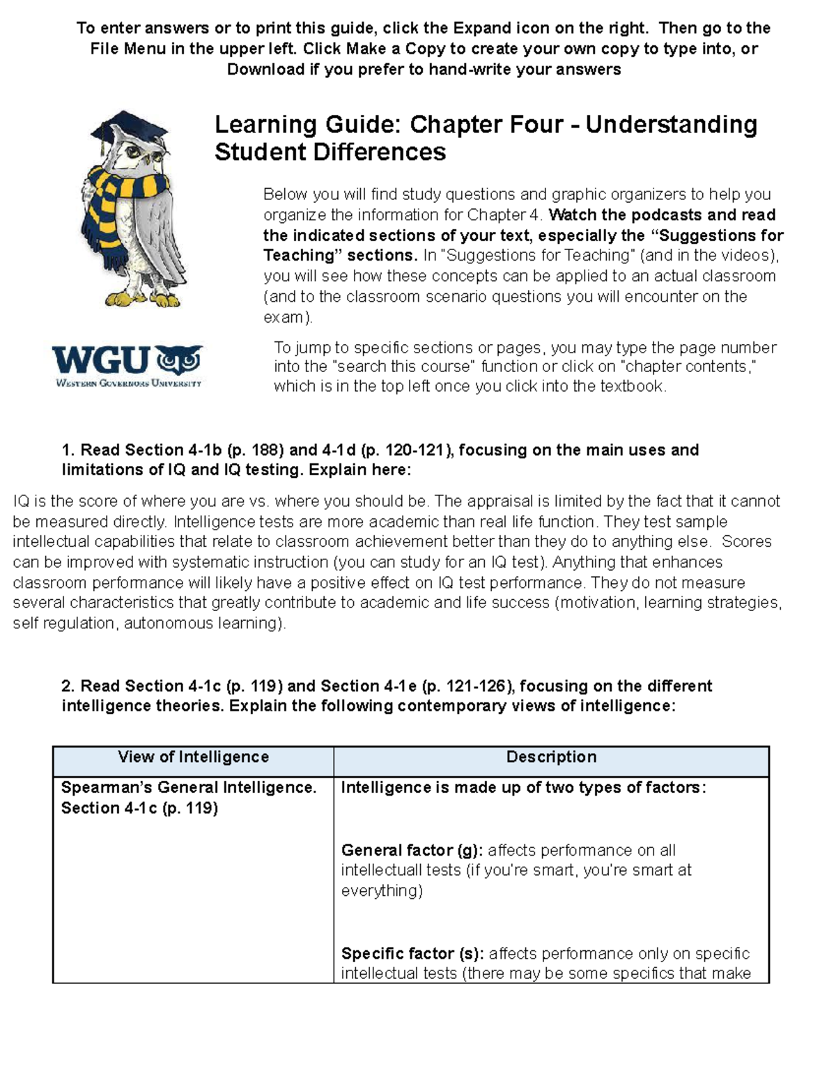 Chapter 4 Learning Guide - To enter answers or to print this guide ...