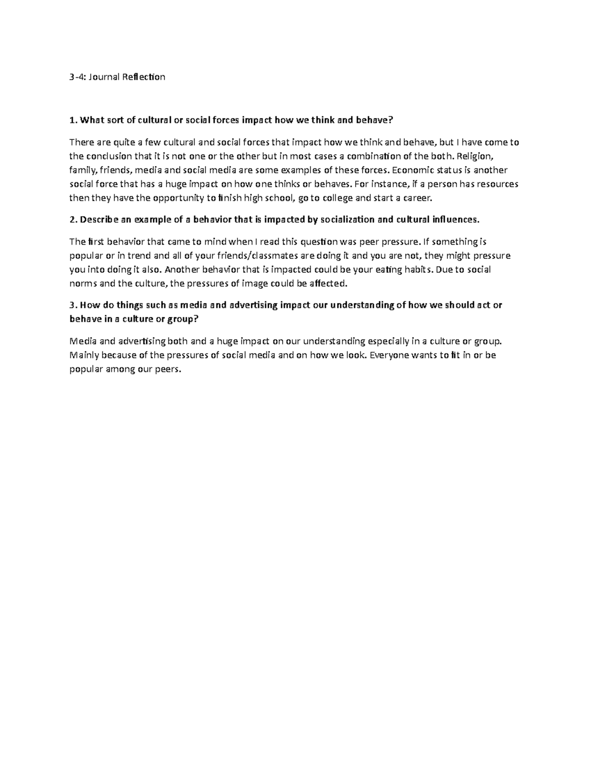 Perspectives in Social Science Module 3-4: journal reflection - 3-4 ...