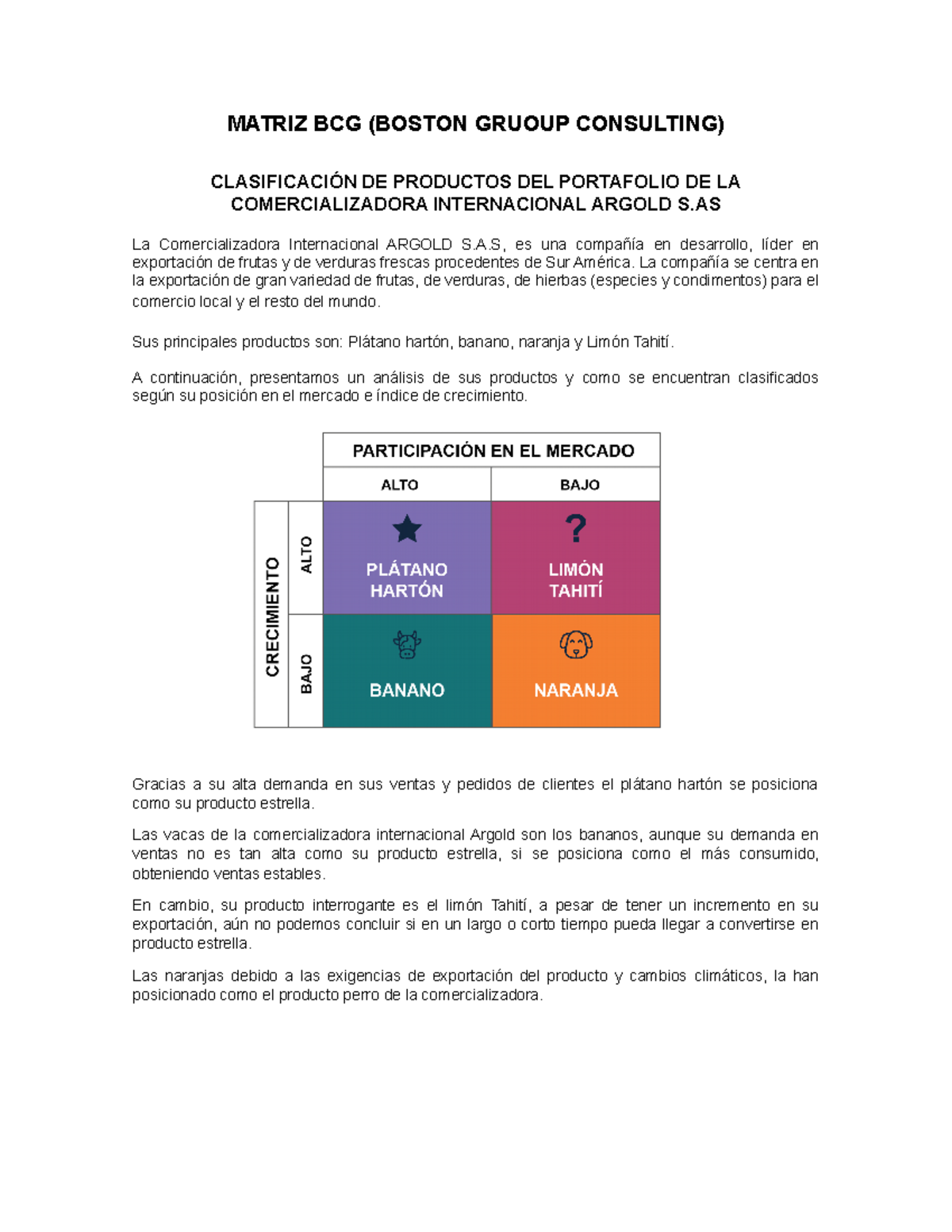 Matrices de diagnostico (BCG - MATRIZ BCG (BOSTON GRUOUP CONSULTING ...