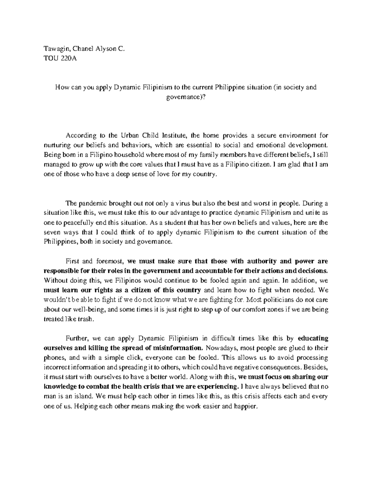 Dynamic Filipinism Tawagin,Chanel - Tawagin, Chanel Alyson C. TOU 220A ...