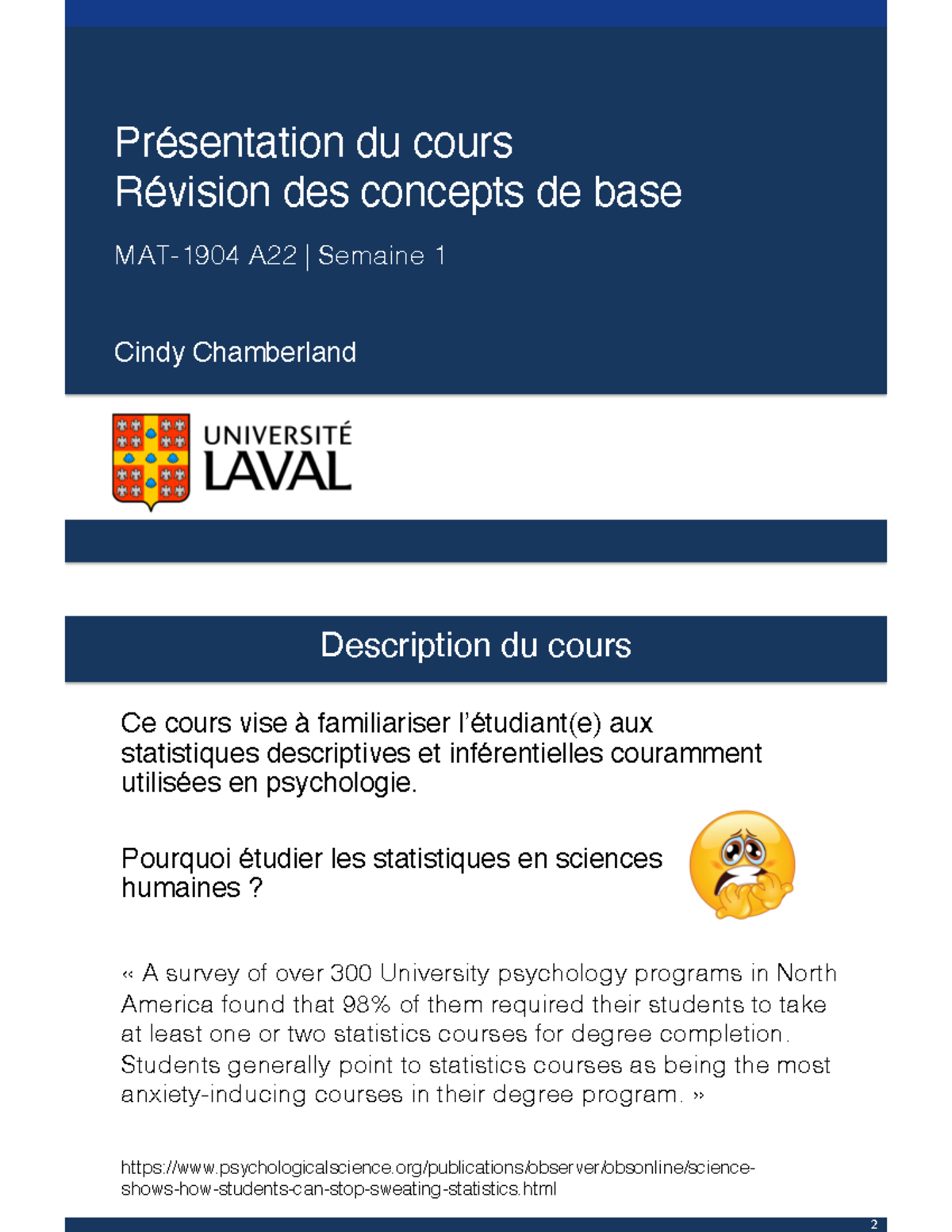 Sem1 - Révision des concepts de base - 1 Présentation du cours Révision ...