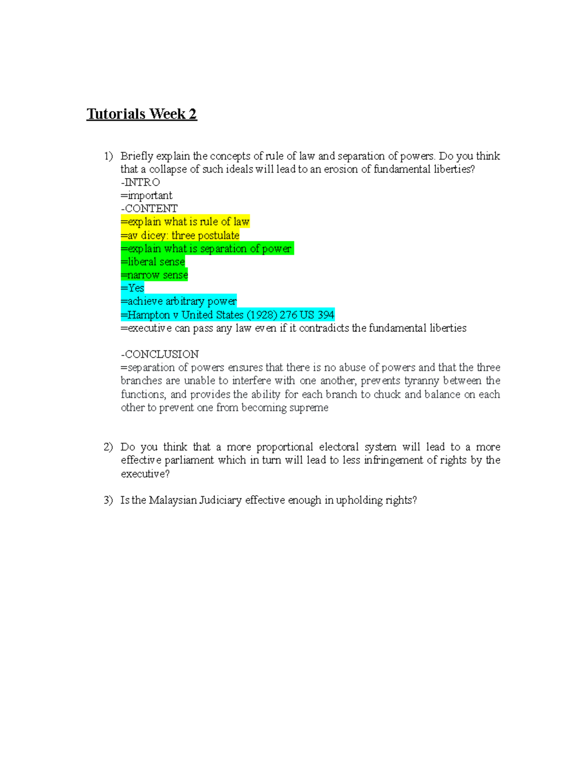 Tutorial Questions (Introduction Week 2) - Tutorials Week 2 Briefly ...