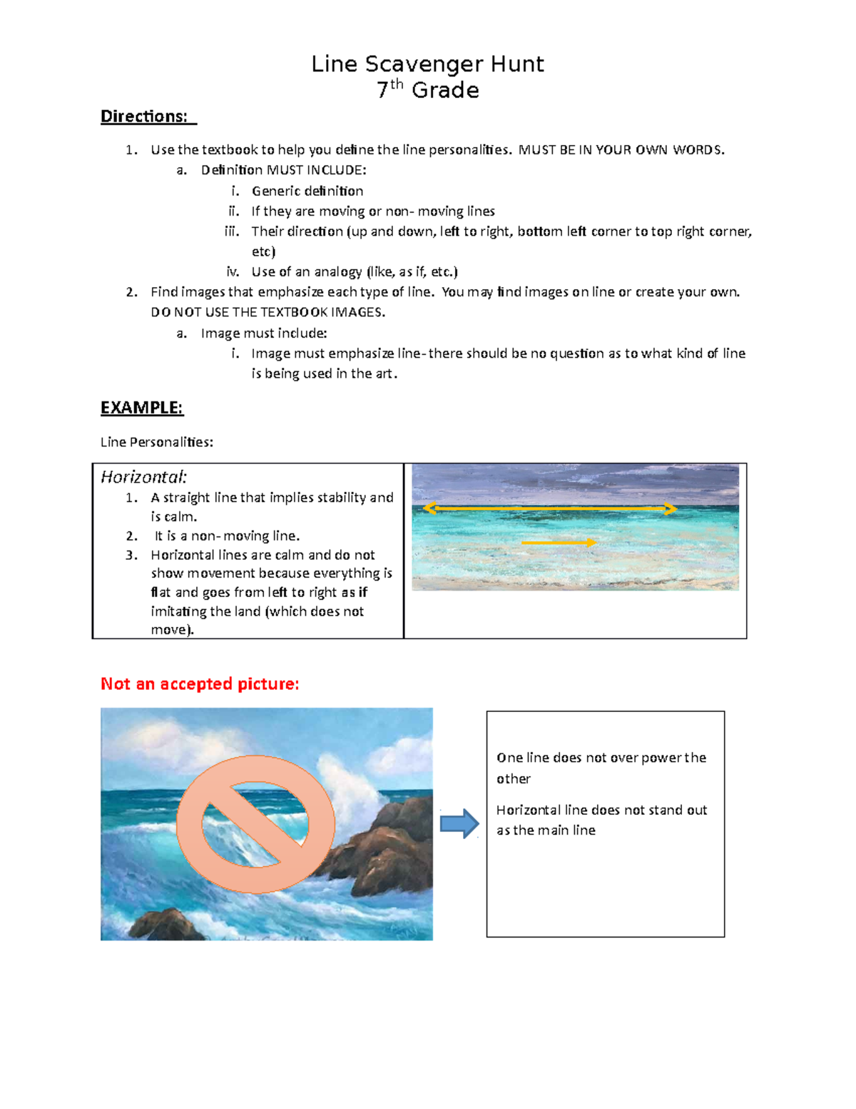 Copy of Copy of Line Scavanger hunt 7th grade 4 - 7 th Grade Directions ...