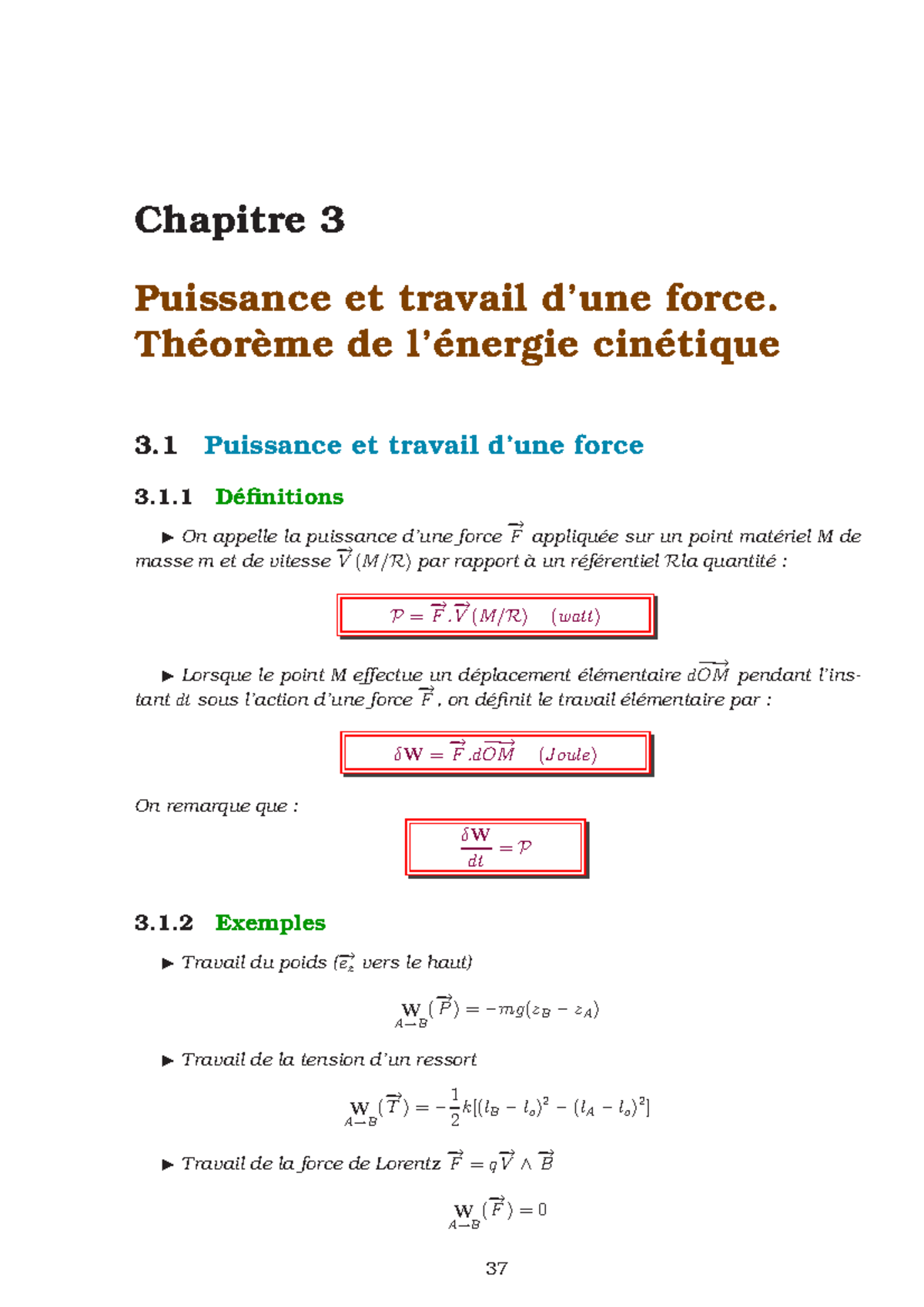 Puissance et travail d’une force - Théorème de l’énergie cinétique 3 ...