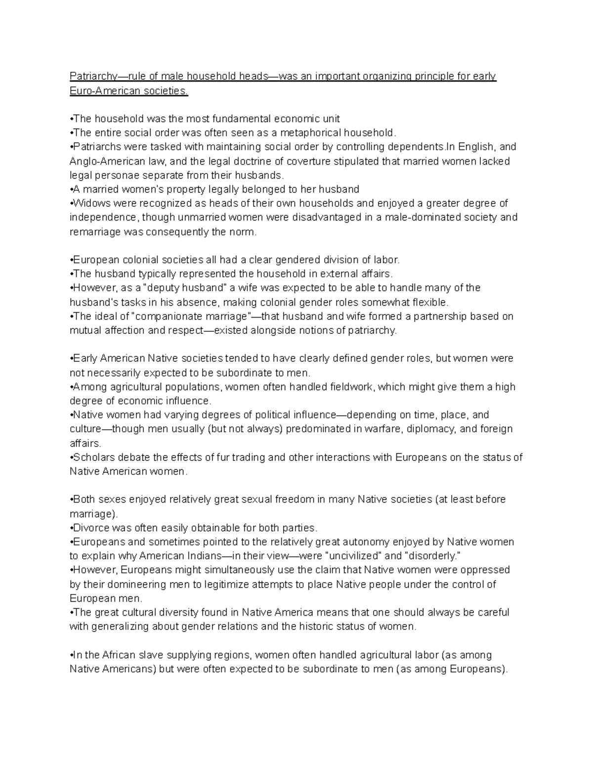 Woman in early amercian societies - Patriarchy—rule of male household ...