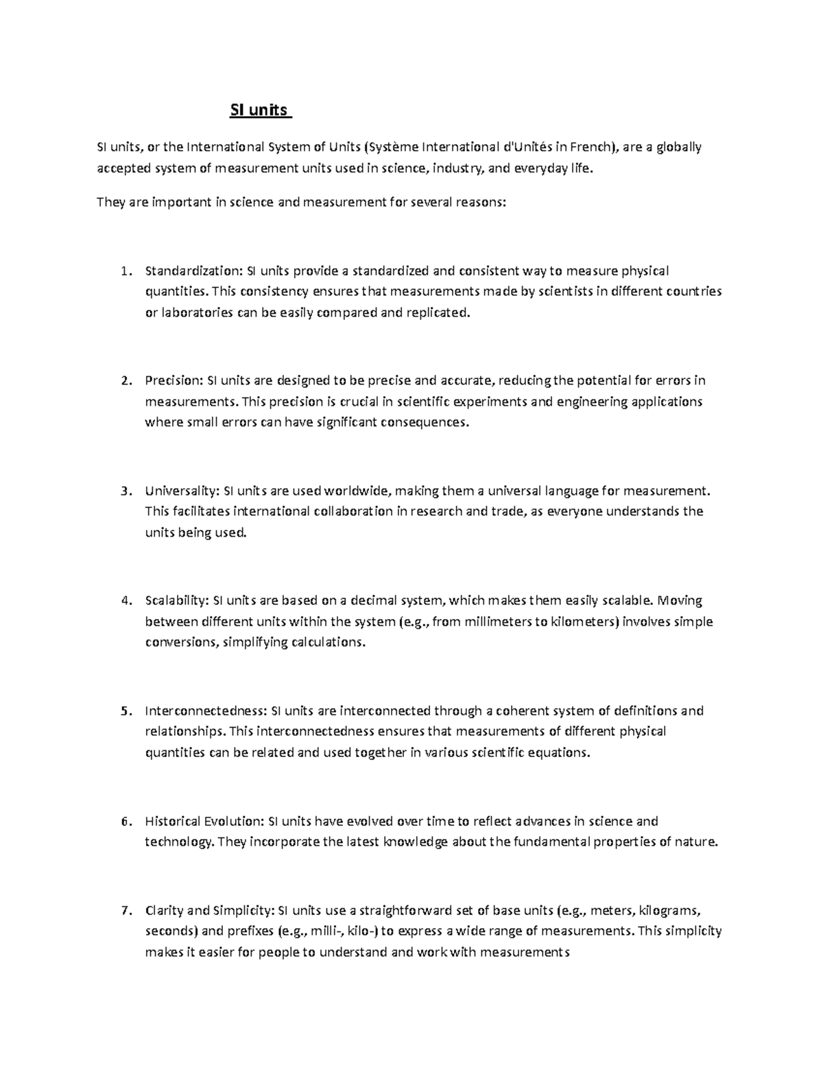 Principles - lecture notes - SI units SI units, or the International ...