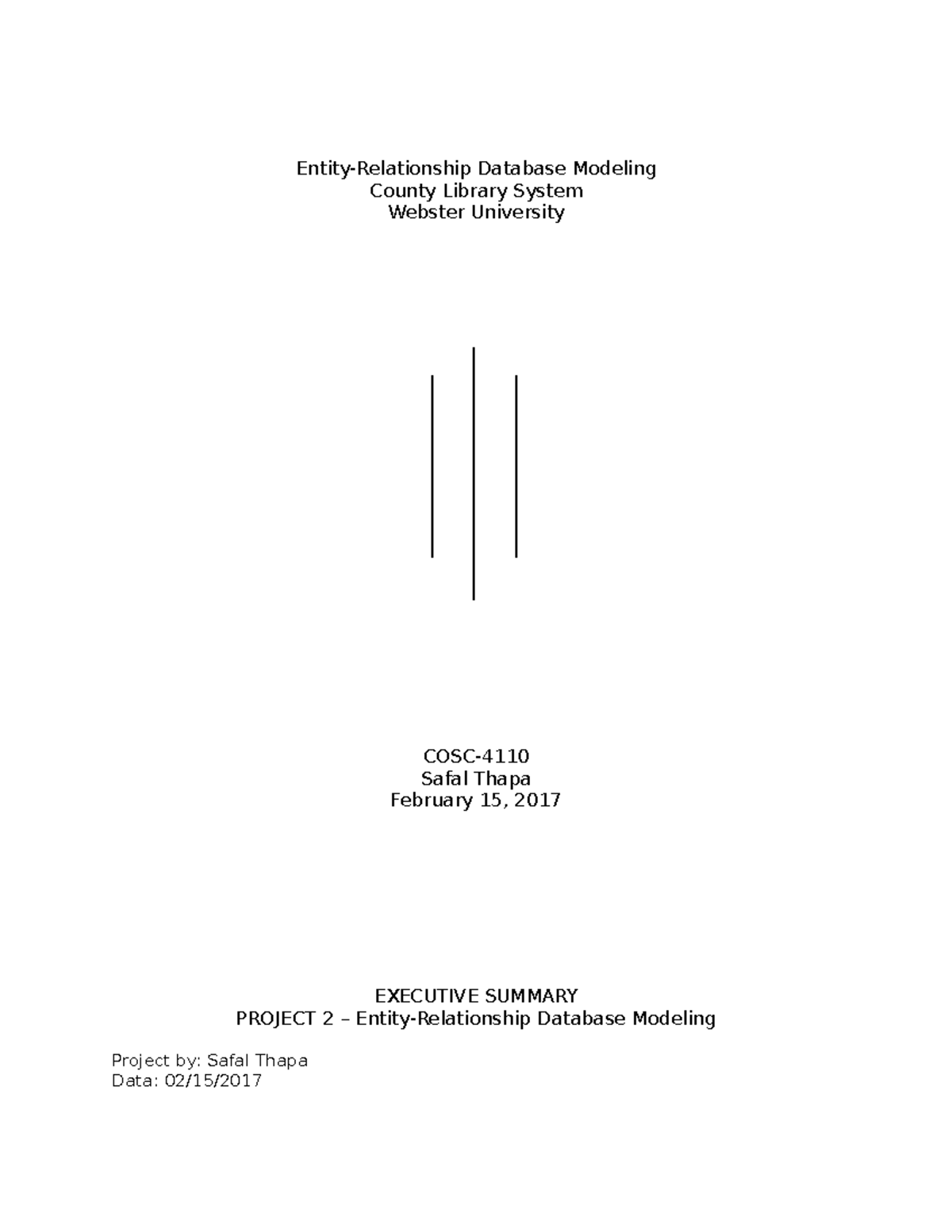 Cover Page_Project 2 notes - Database Modeling County Library System ...