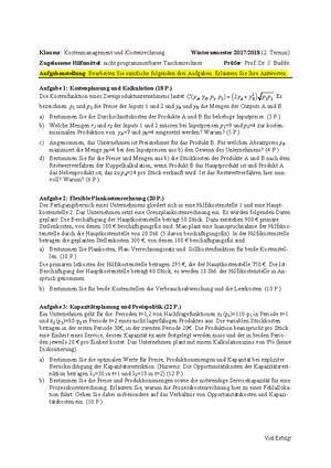 Vorlesung 7 Kostenmanagment und Kostenrechnung - 1 Kostenmanagement und Kostenrechnung WS 2021 ...