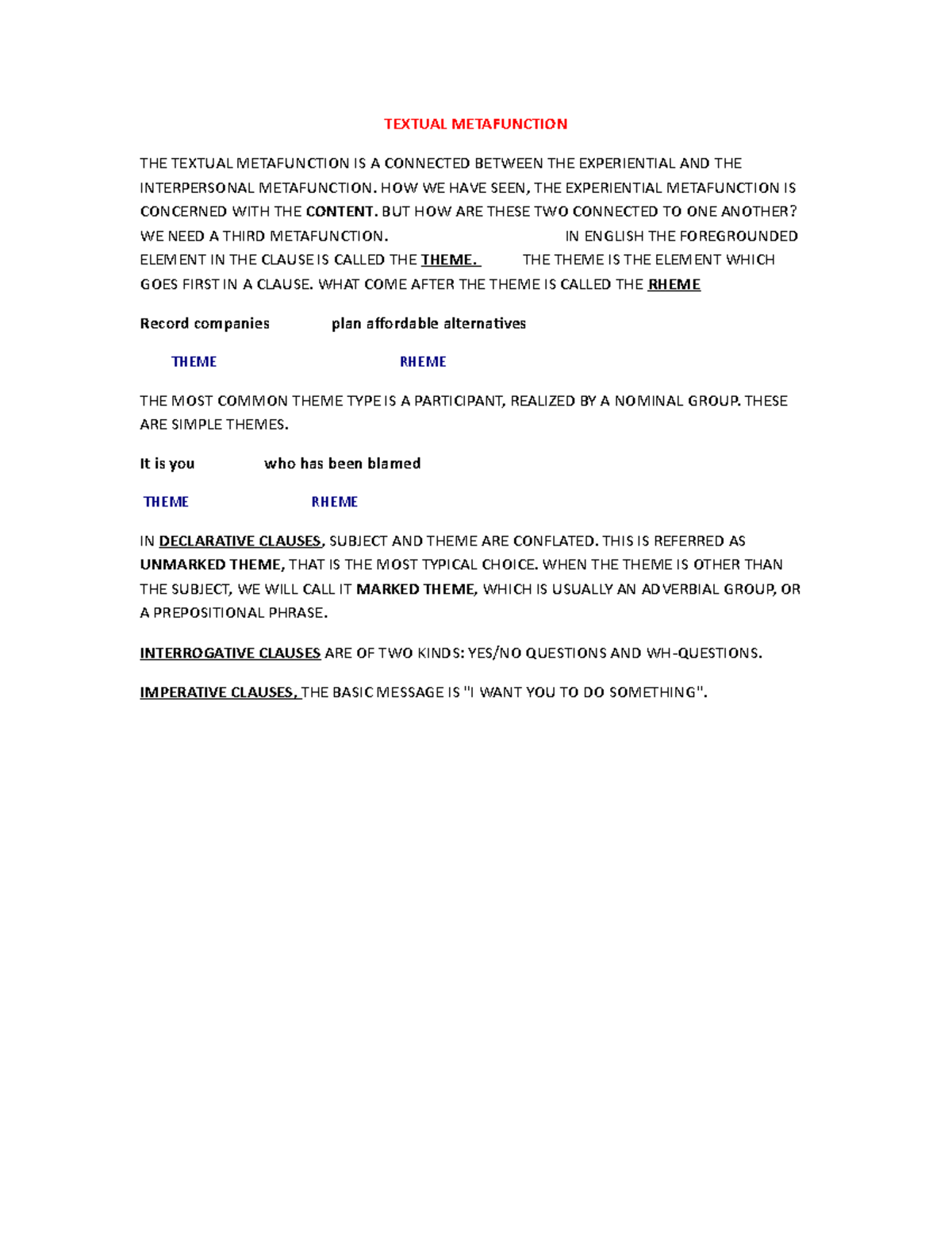 Textual Metafunction - TEXTUAL METAFUNCTION THE TEXTUAL METAFUNCTION IS ...