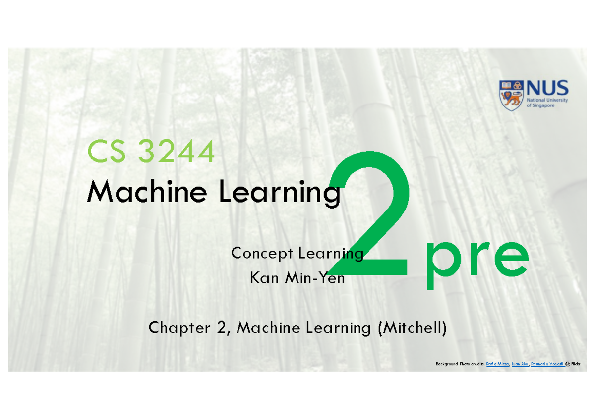 02.pre - ML concepts - 2 pre CS 3244 Machine Learning Concept Learning ...