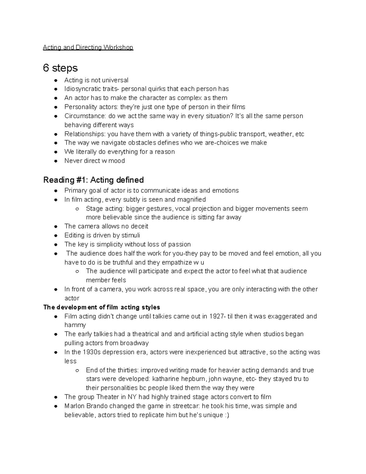 Acting and Directing Workshop - Of language and subtext Adjustments ...