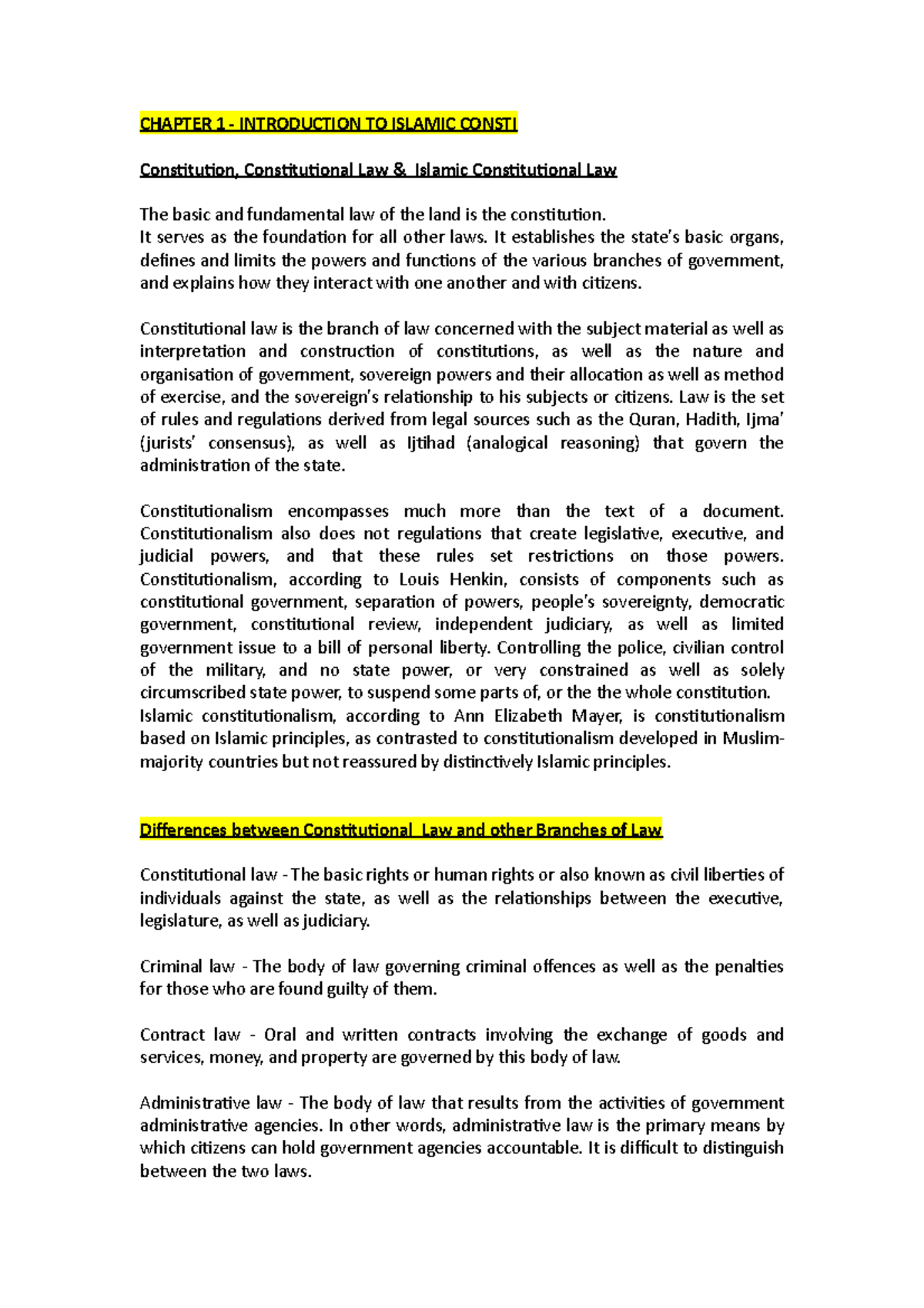 ICL PARA - Chapter 1 - CHAPTER 1 - INTRODUCTION TO ISLAMIC CONSTI ...