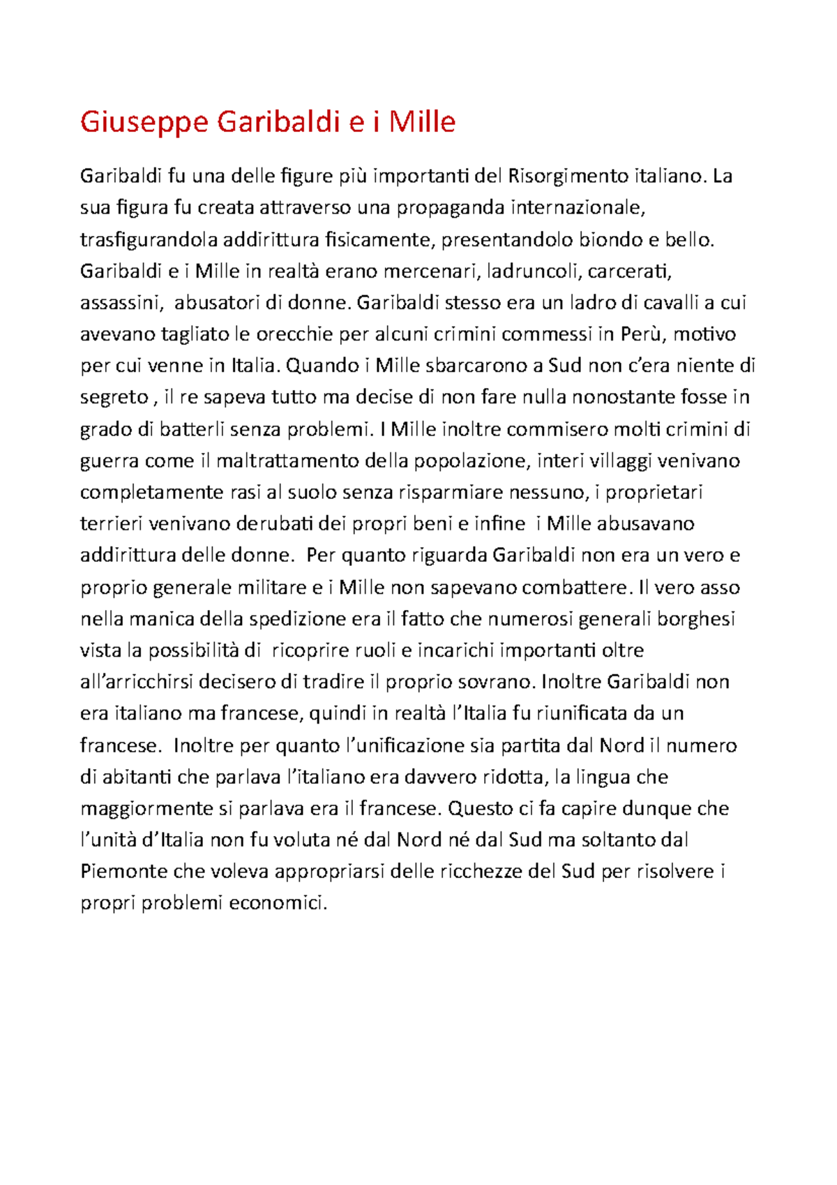 Giuseppe Garibaldi e i Mille - Giuseppe Garibaldi e i Mille Garibaldi ...
