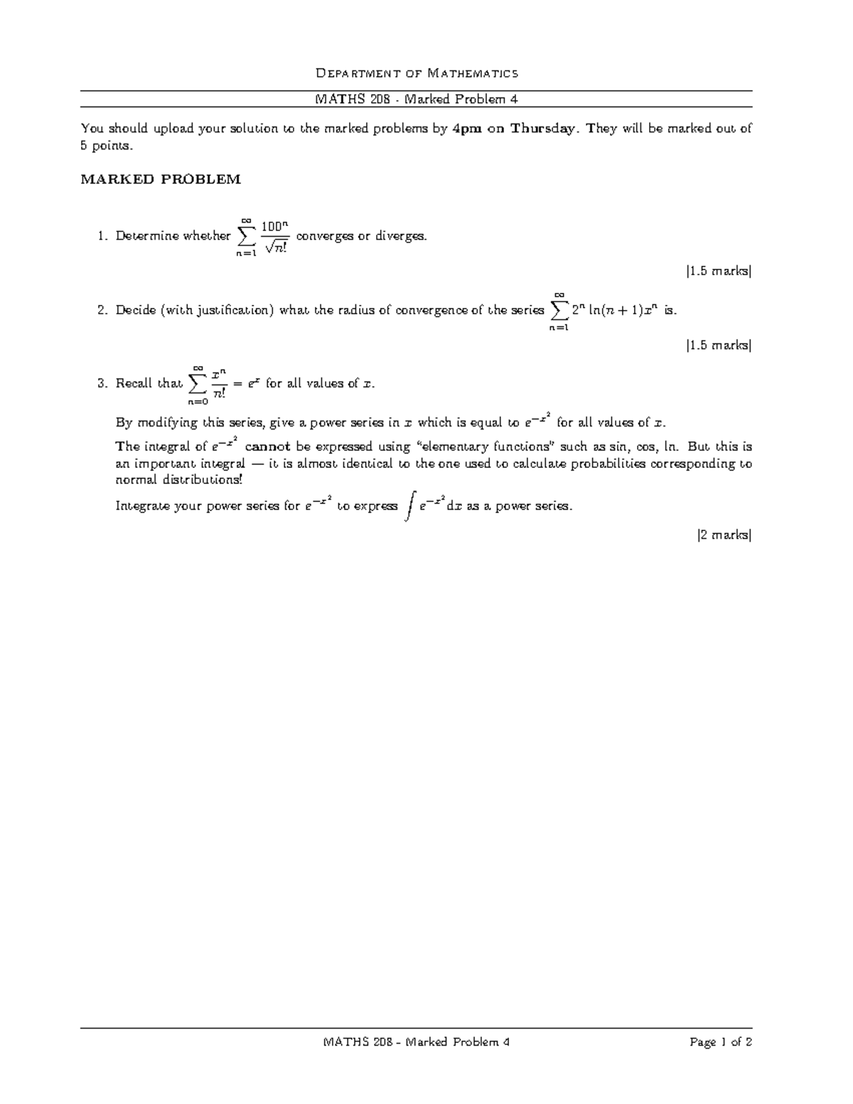 208 marked problem 4 - Department of Mathematics MATHS 208 - Marked ...