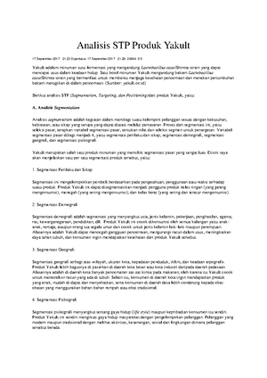 analisis STP produk - Analisis STP Produk Yakult 17 September 2017 21: ...