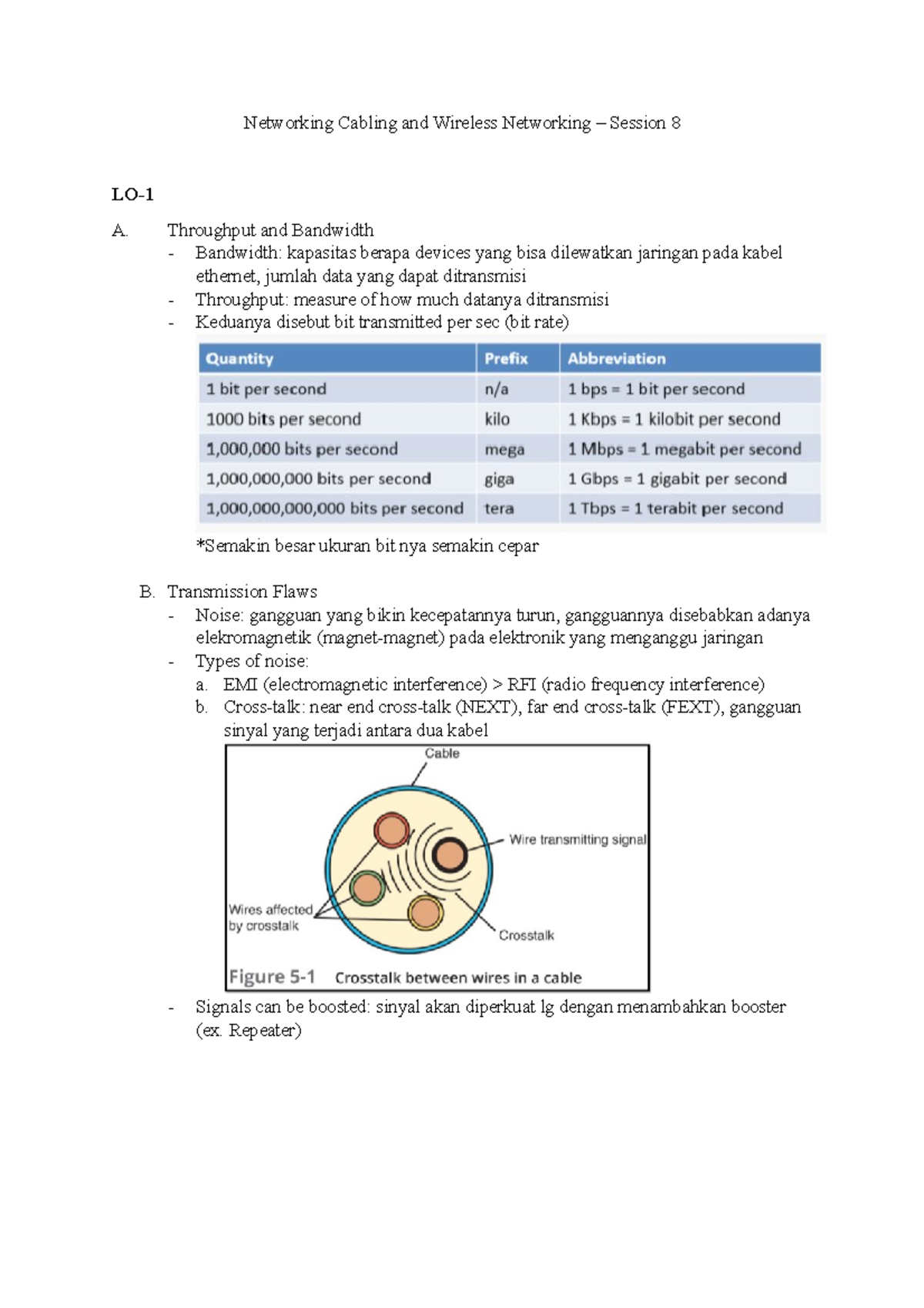 Networking Cabling and Wireless Networking - Session 8 - Throughput and Bandwidth - Bandwidth ...
