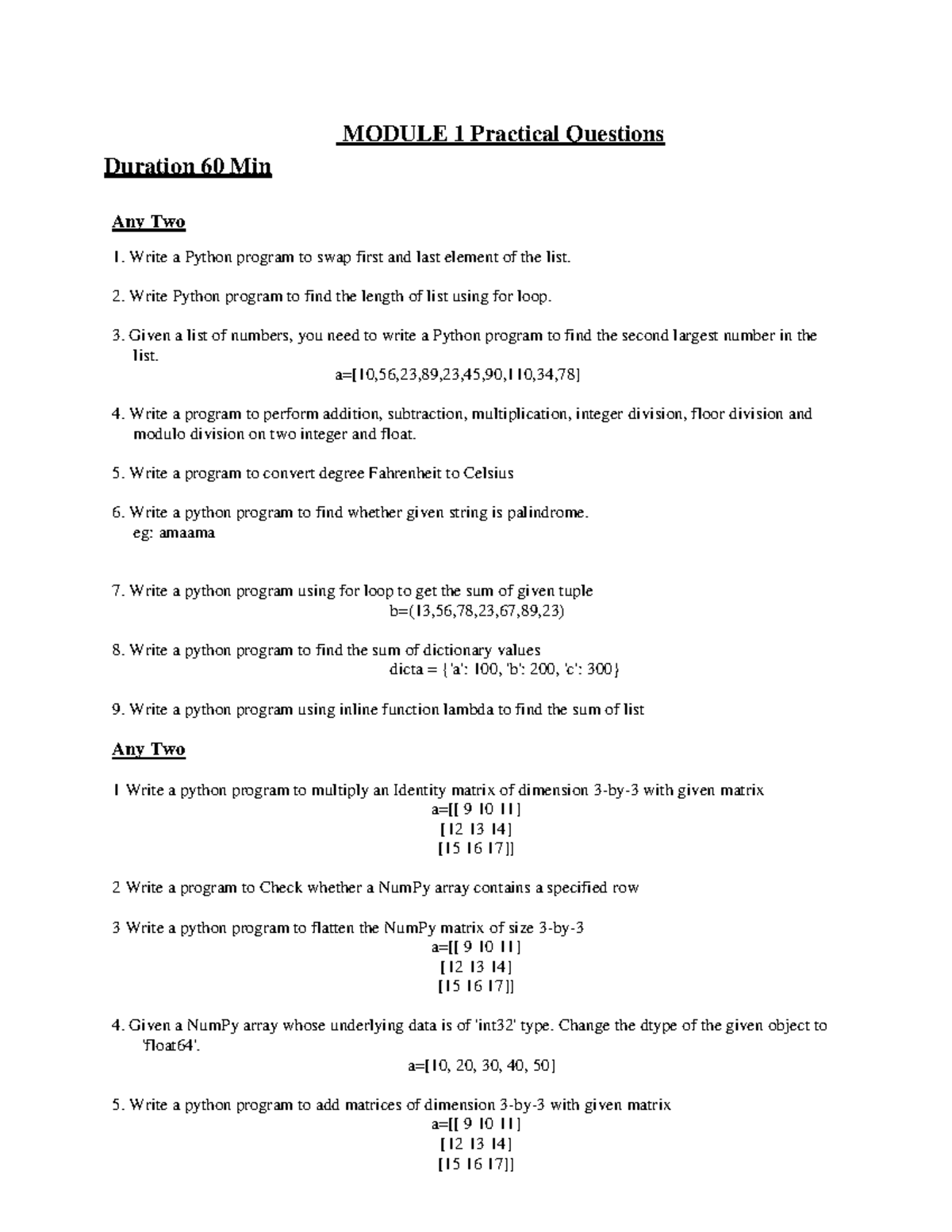 1665309878- Module 1 Practical Questions - MODULE 1 Practical Questions ...