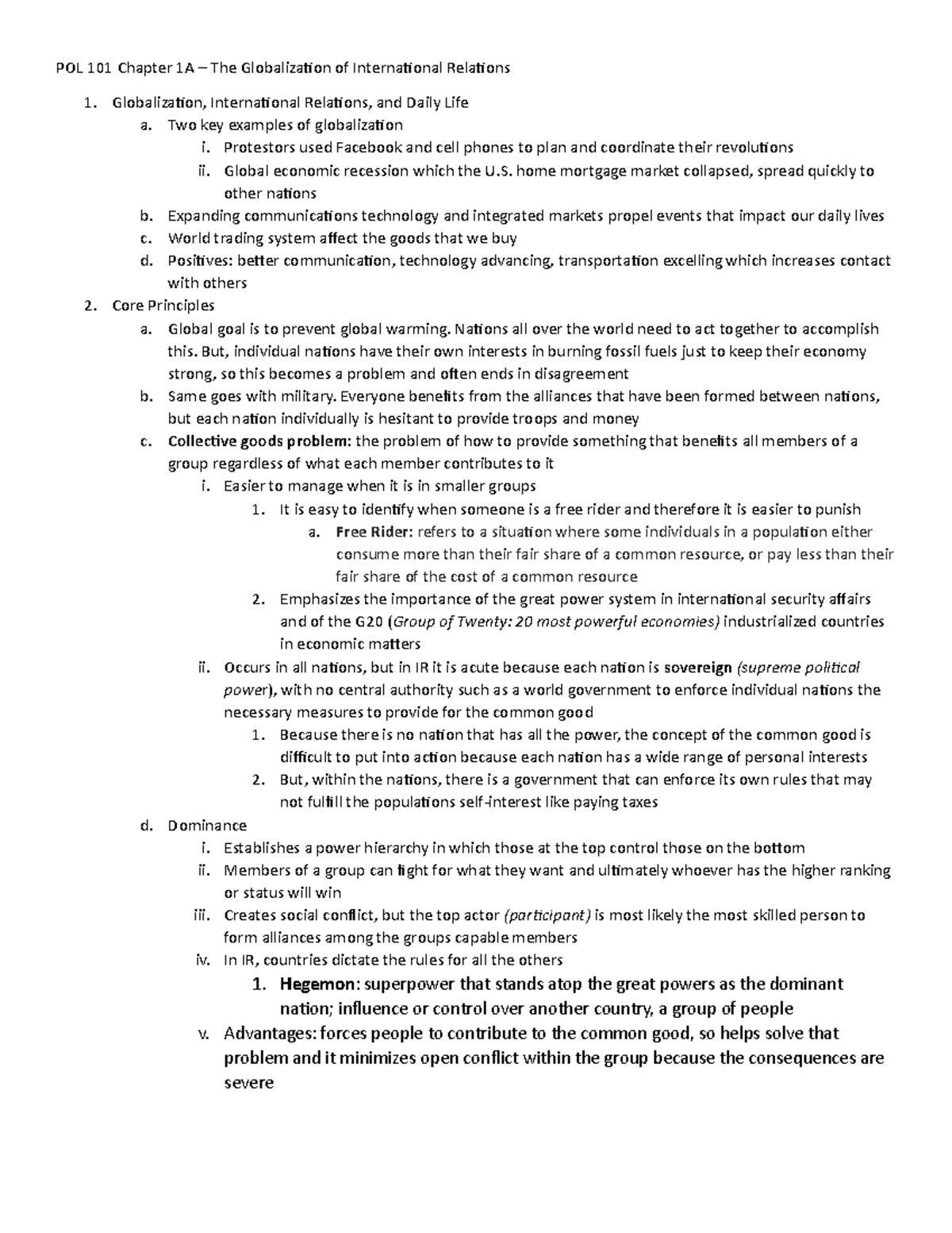 International Relations The Globalization of International Relations ...