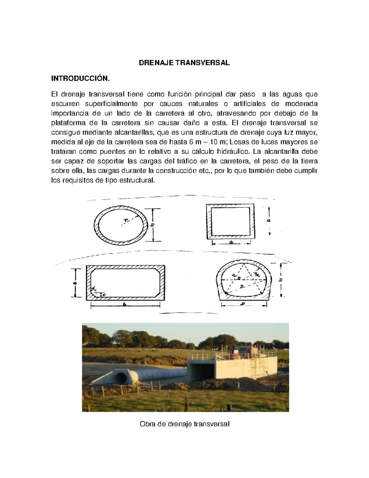 Drenaje Transversalv 1 - DRENAJE TRANSVERSAL INTRODUCCIÓN. El drenaje ...